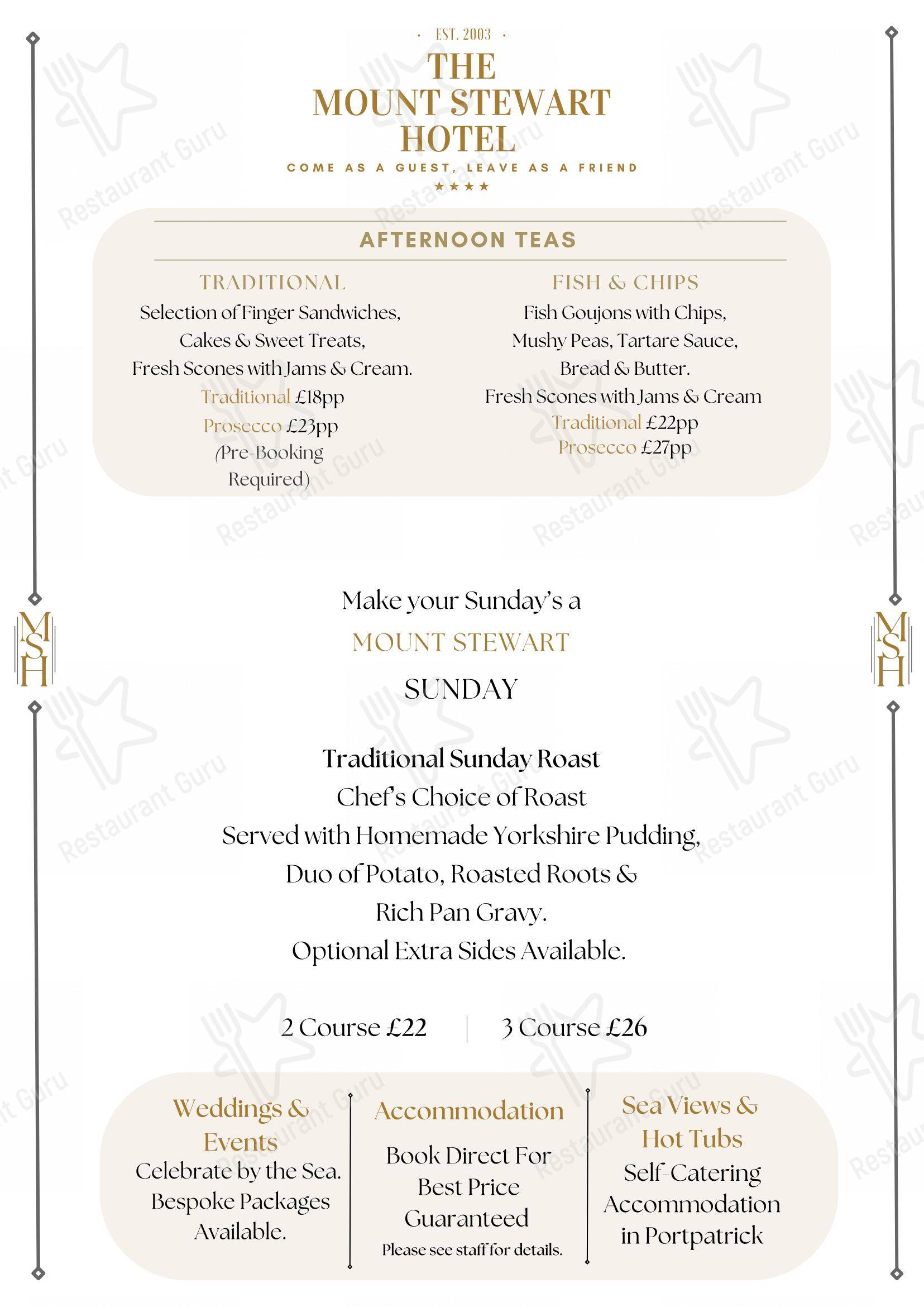 Menu at Mount Stewart Hotel pub & bar, Portpatrick