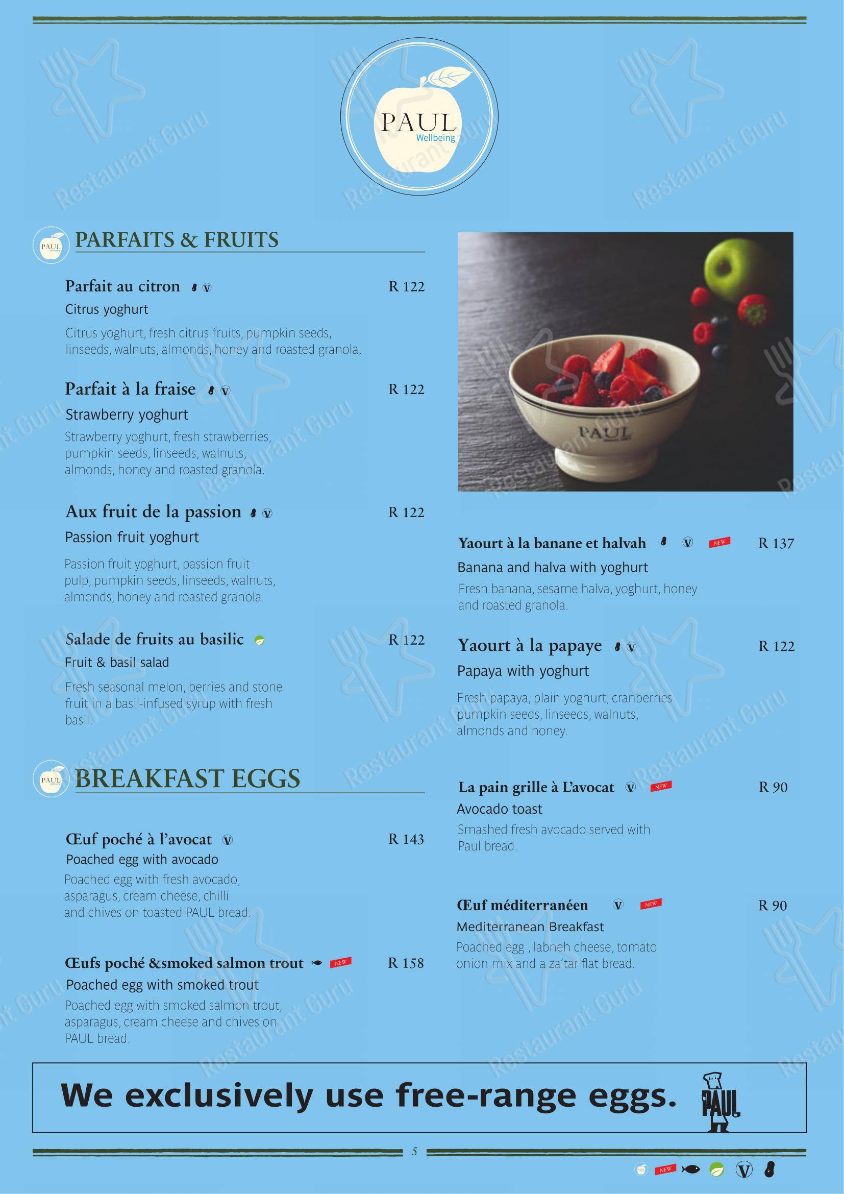 Menu at PAUL BBQ, Johannesburg, Melrose Arch Corner High Street