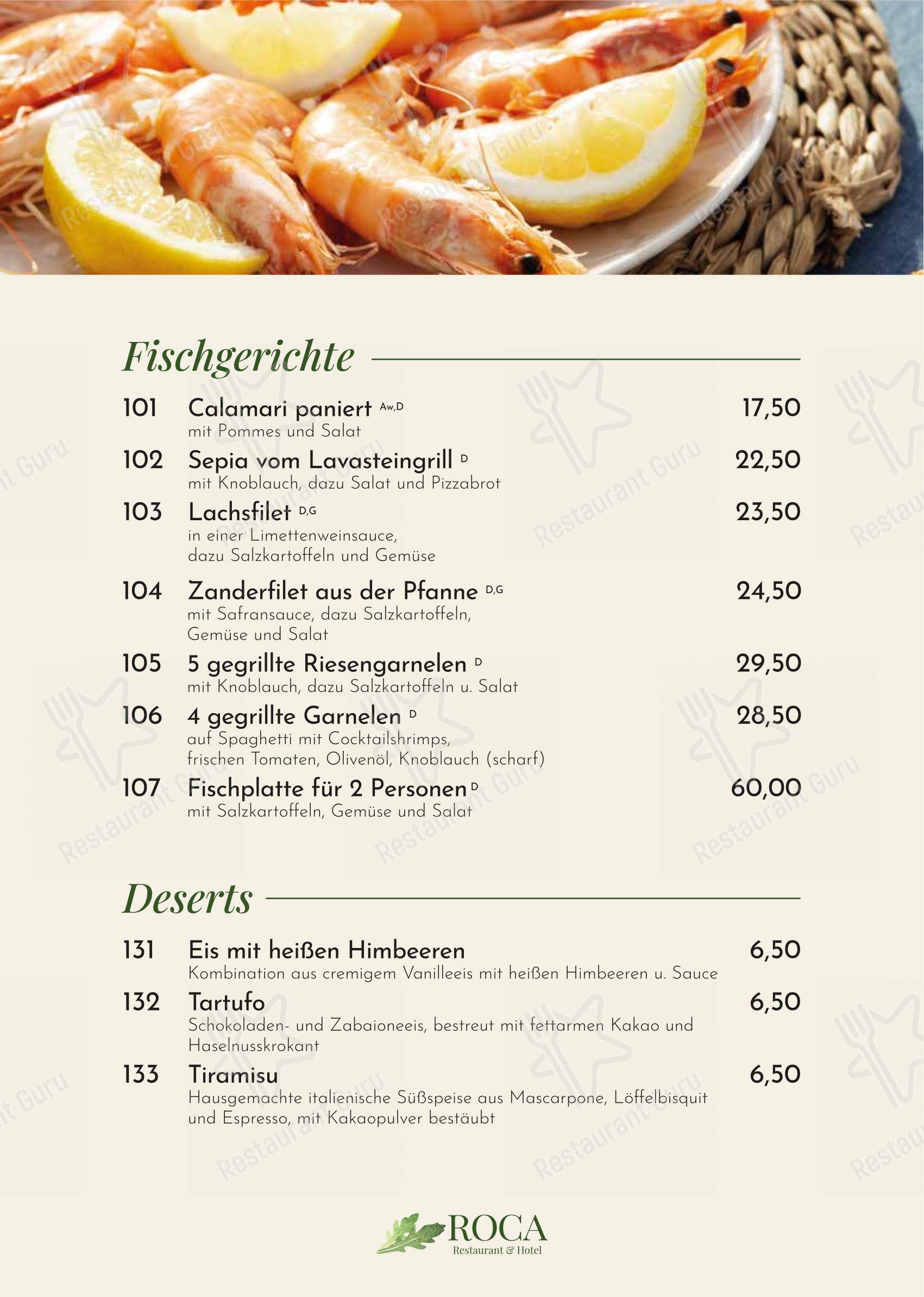 Speisekarte von ROCA Oberursel restaurant, Oberursel (taunus)