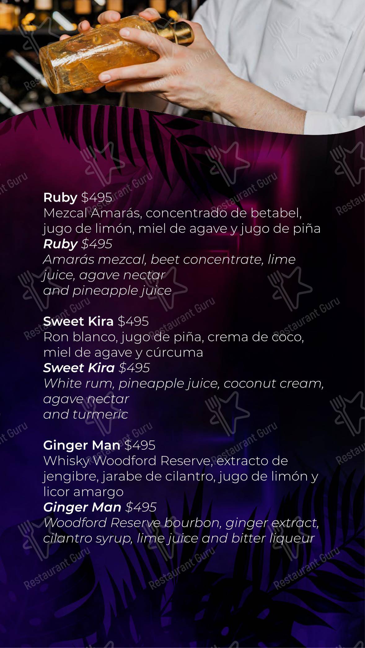 Menu at Restaurante Azúcar, Cancún