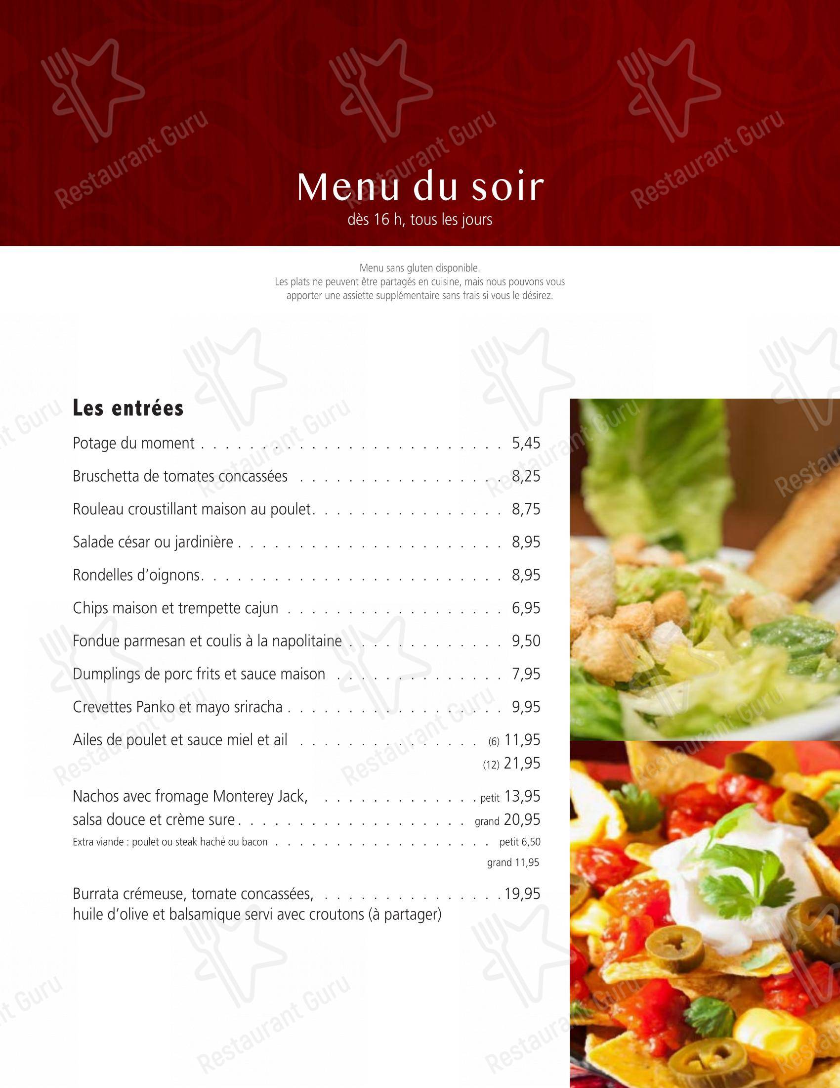 Menu au Resto-Bar Lafontaine, Montmagny