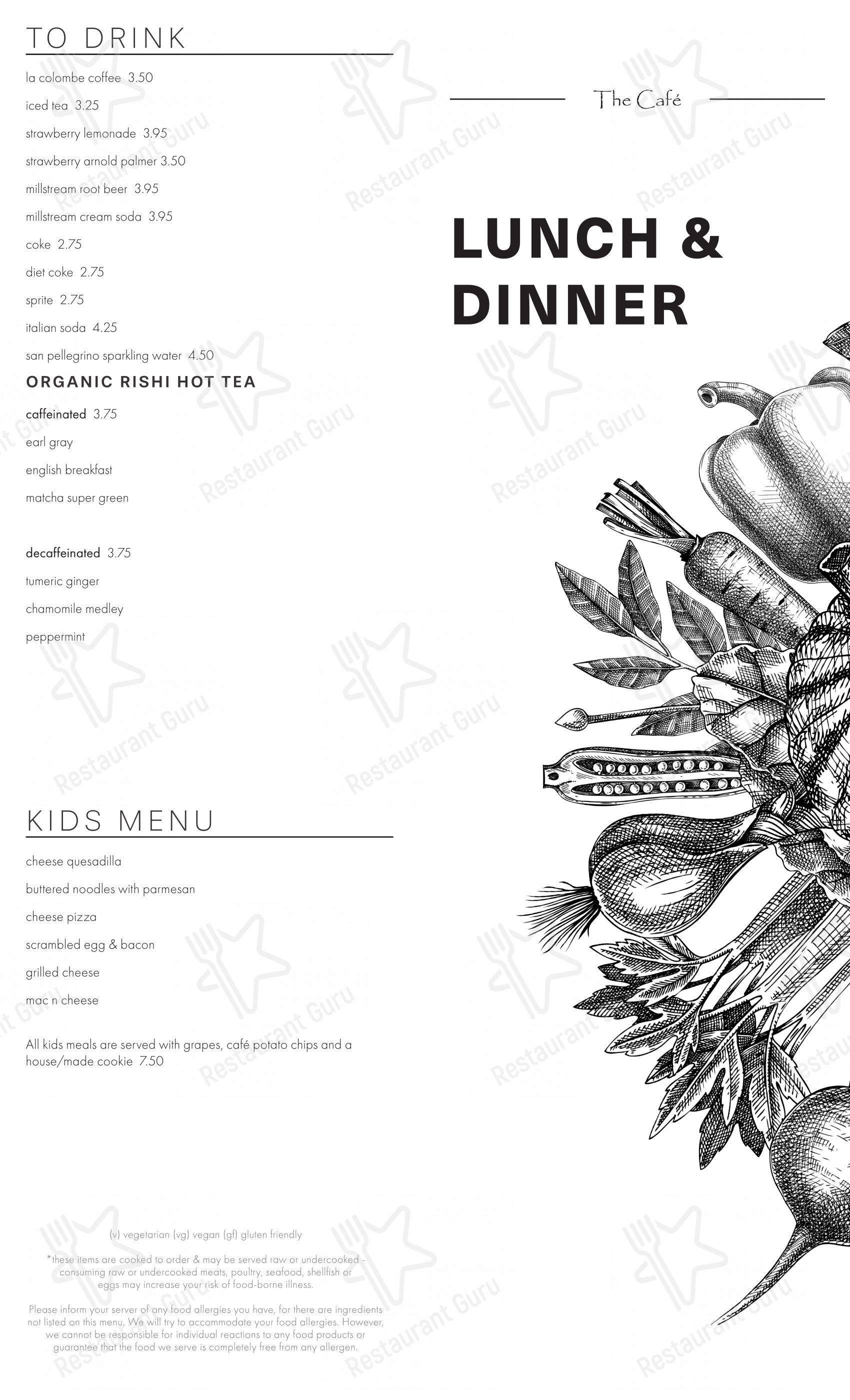 Menu at The Cafe, Ames