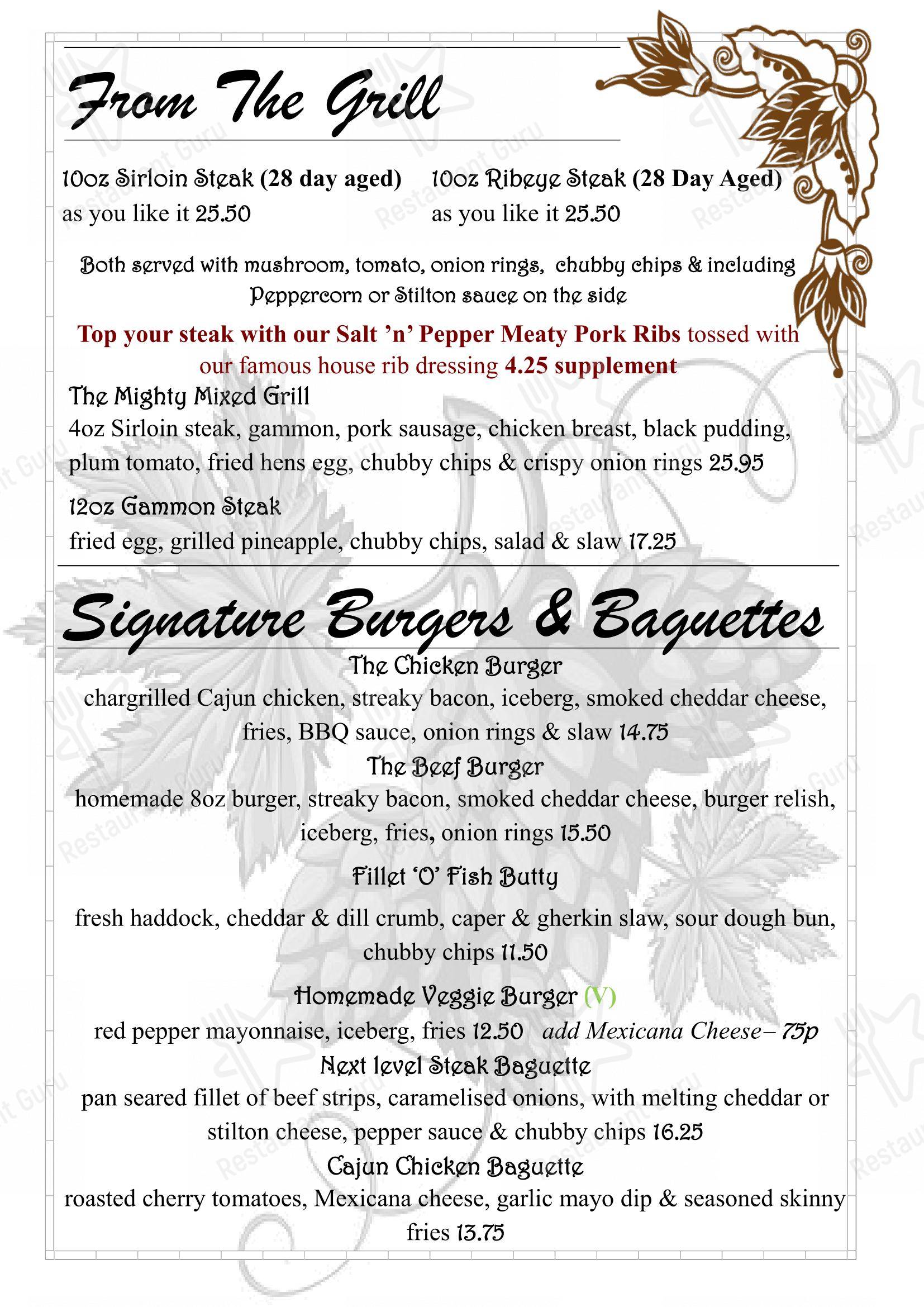 Menu at The Hop Vine pub & bar, Ormskirk