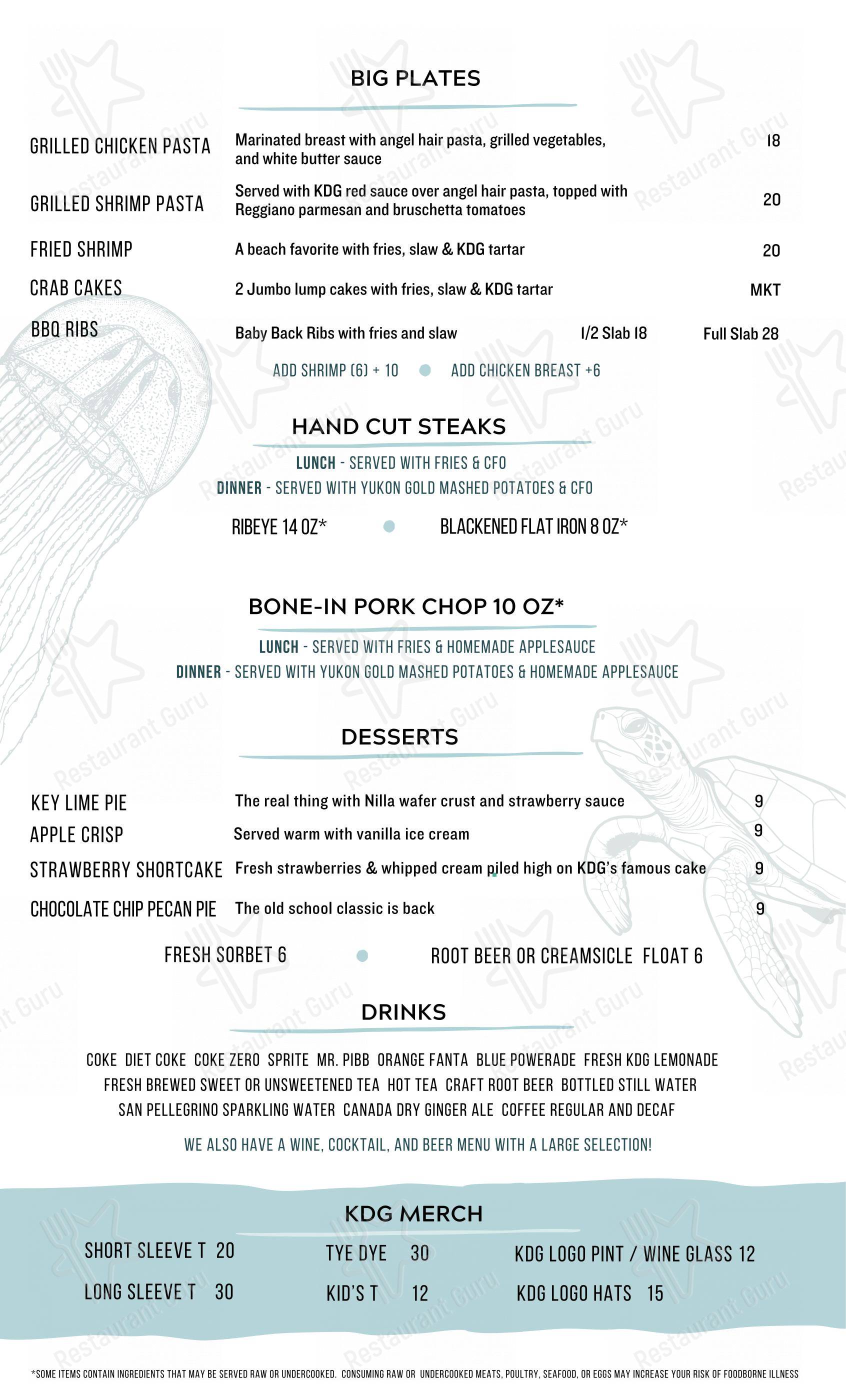Menu at The Kill Devil Grill pub & bar, Kill Devil Hills