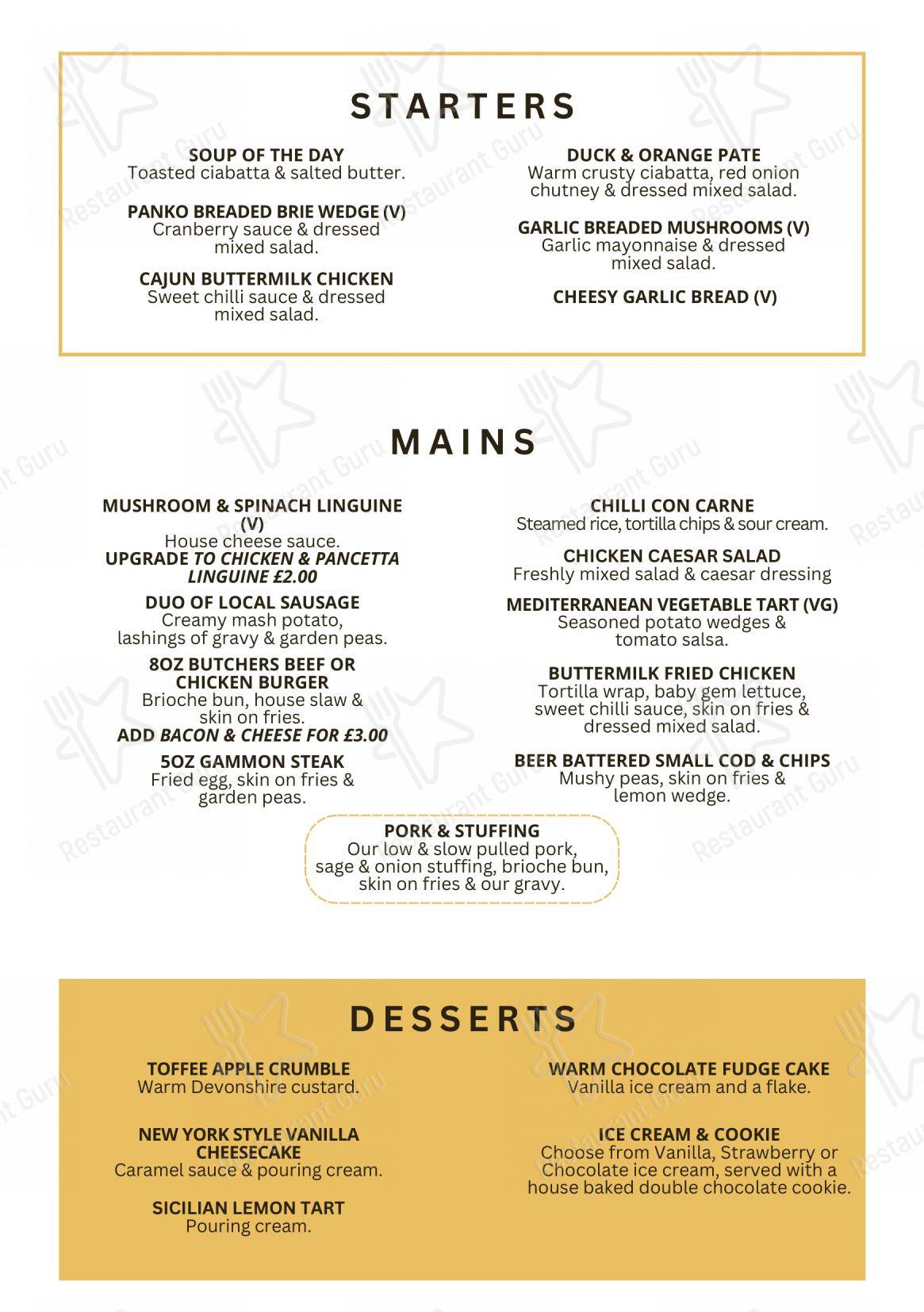 Menu at The Newdigate Arms pub & bar, Bedworth