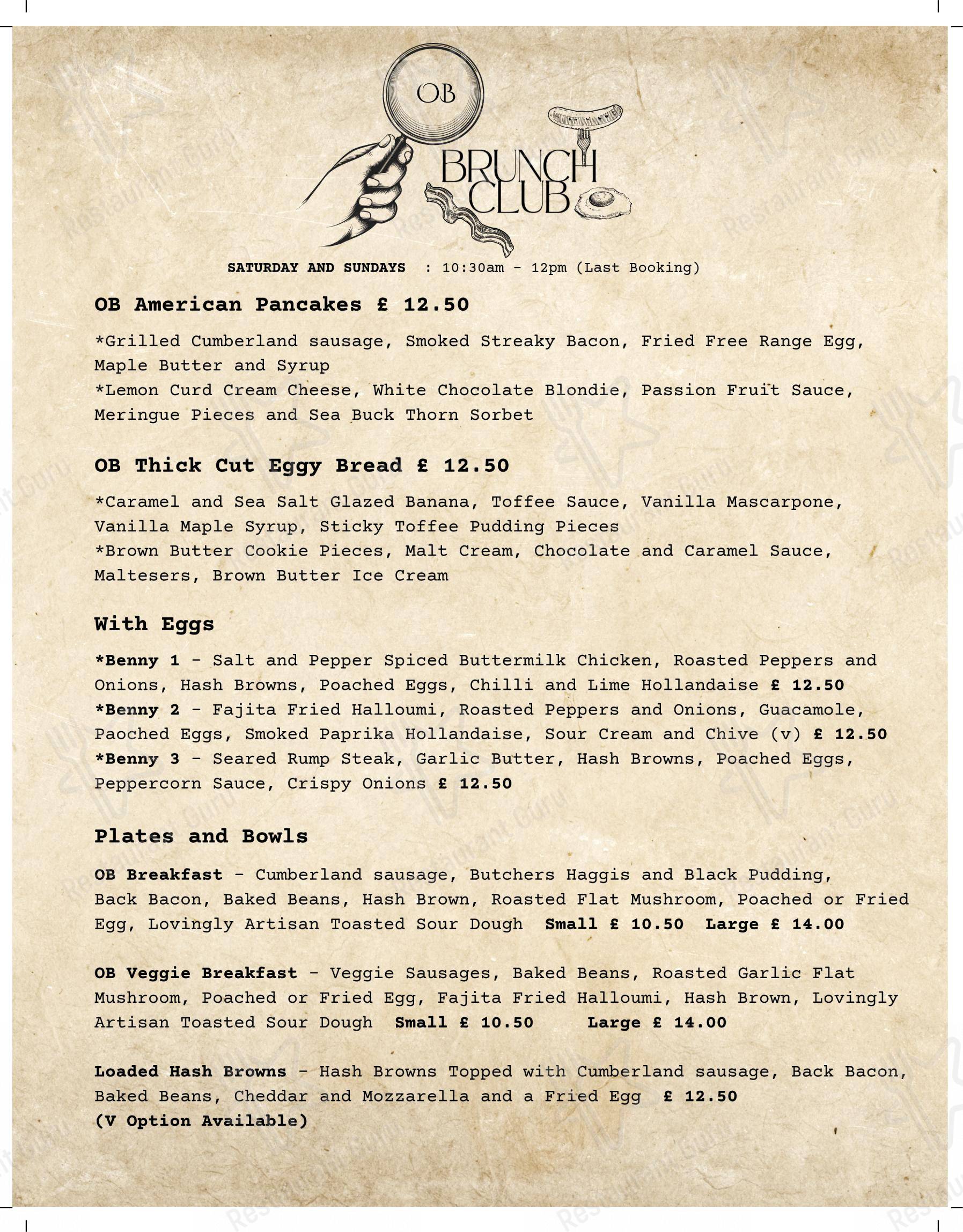 Menu at The Old Bank pub & bar, Carlisle