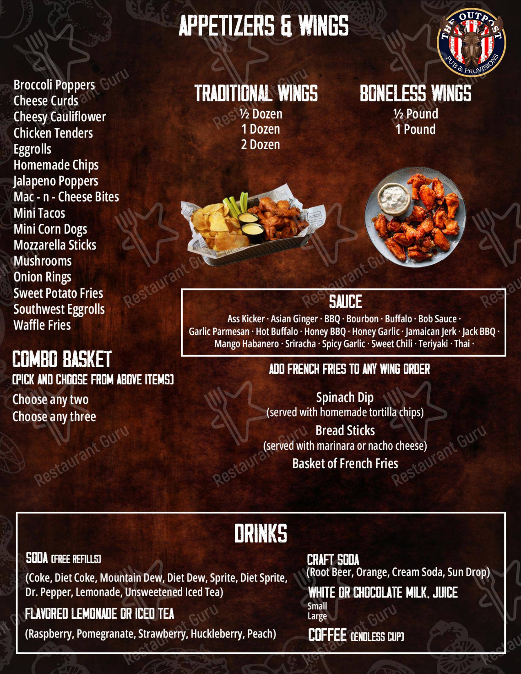 Menu at The Outpost pub & bar, Sherwood