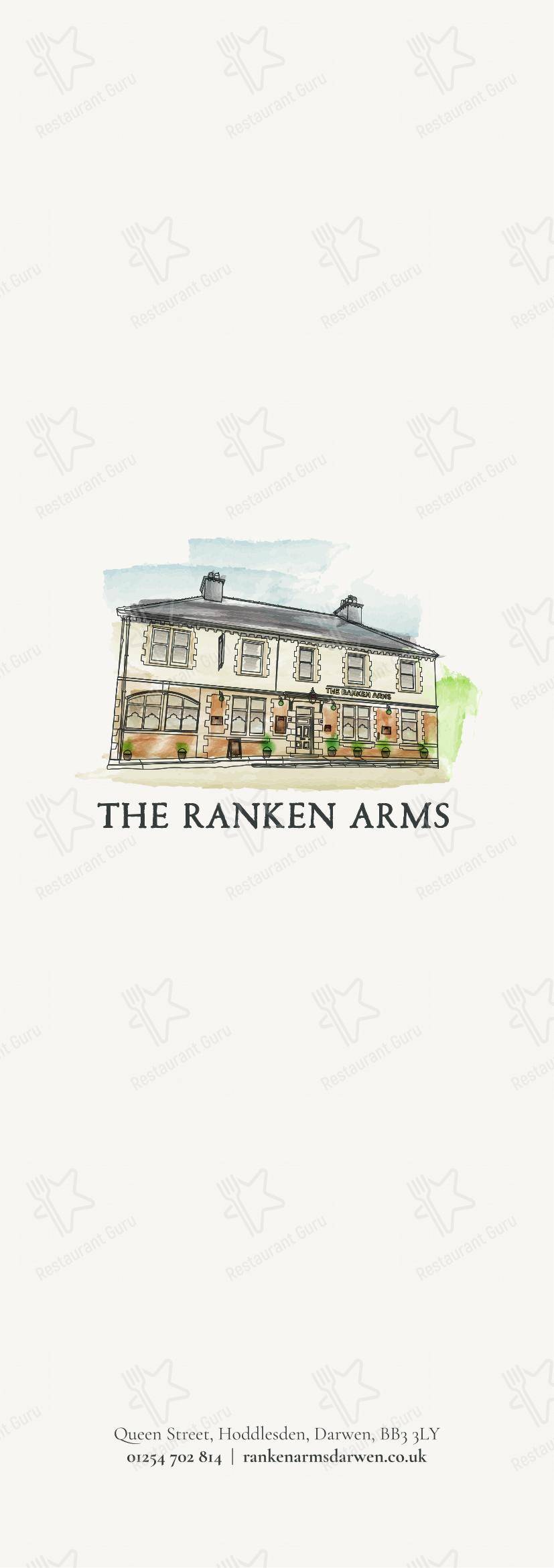 Menu at The Ranken Arms pub & bar, Darwen