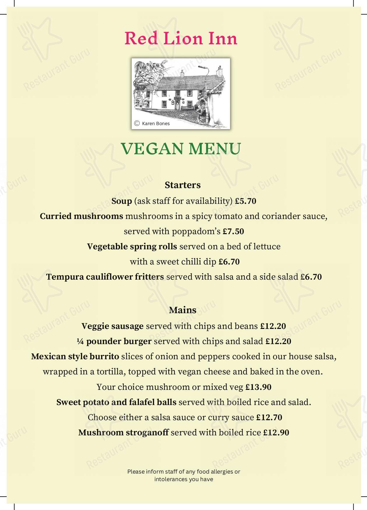 Menu at The Red Lion Inn pub & bar, Culross