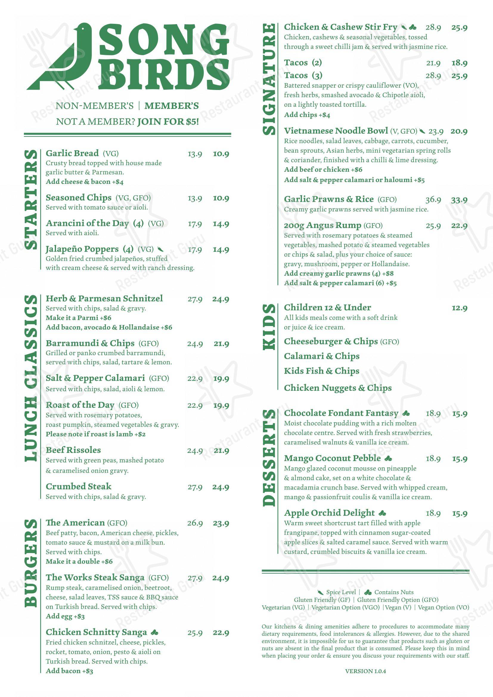 Menu at The Sands Social restaurant, Sandgate