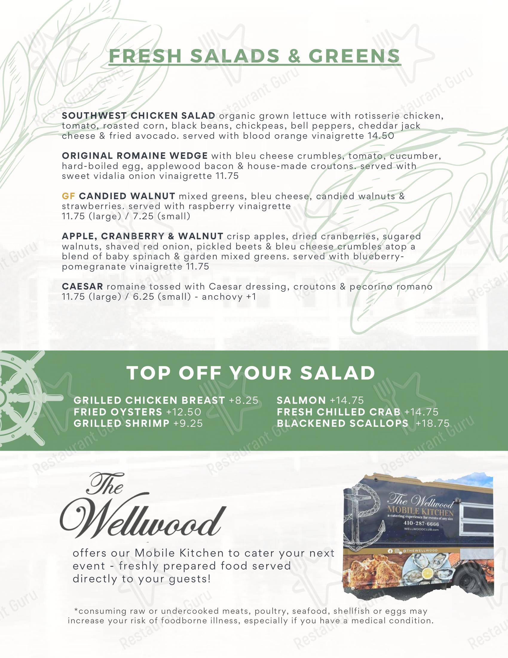 Menu at The Wellwood Restaurant, Charlestown, 523 Water St