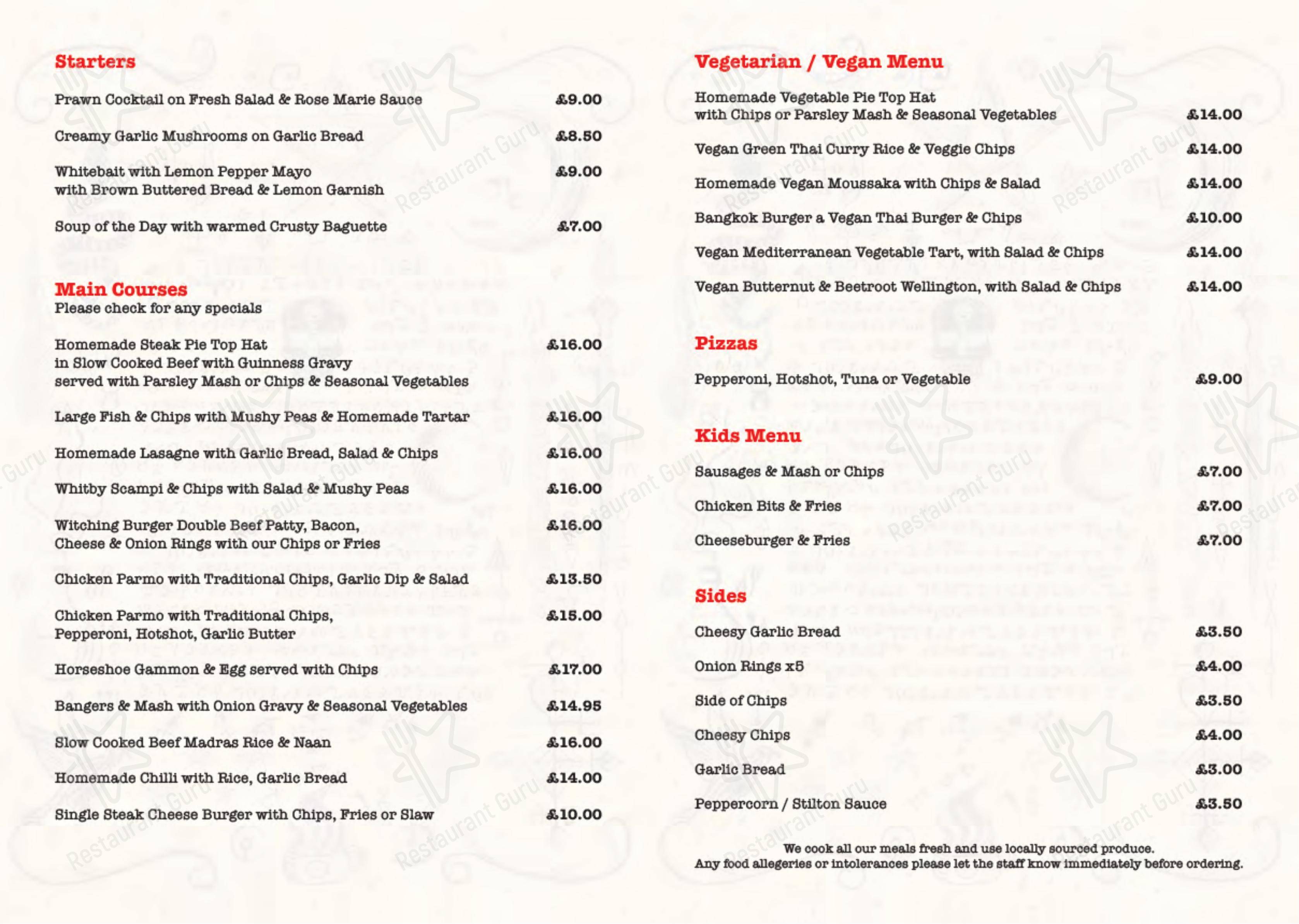 Menu at The Witching Post Inn pub & bar, Egton