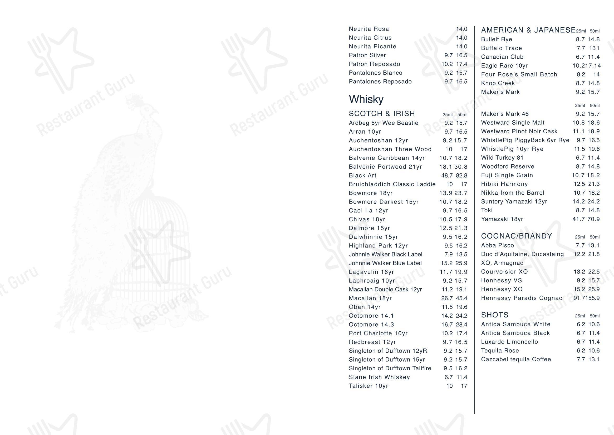 Menu at Wagtail pub & bar, London