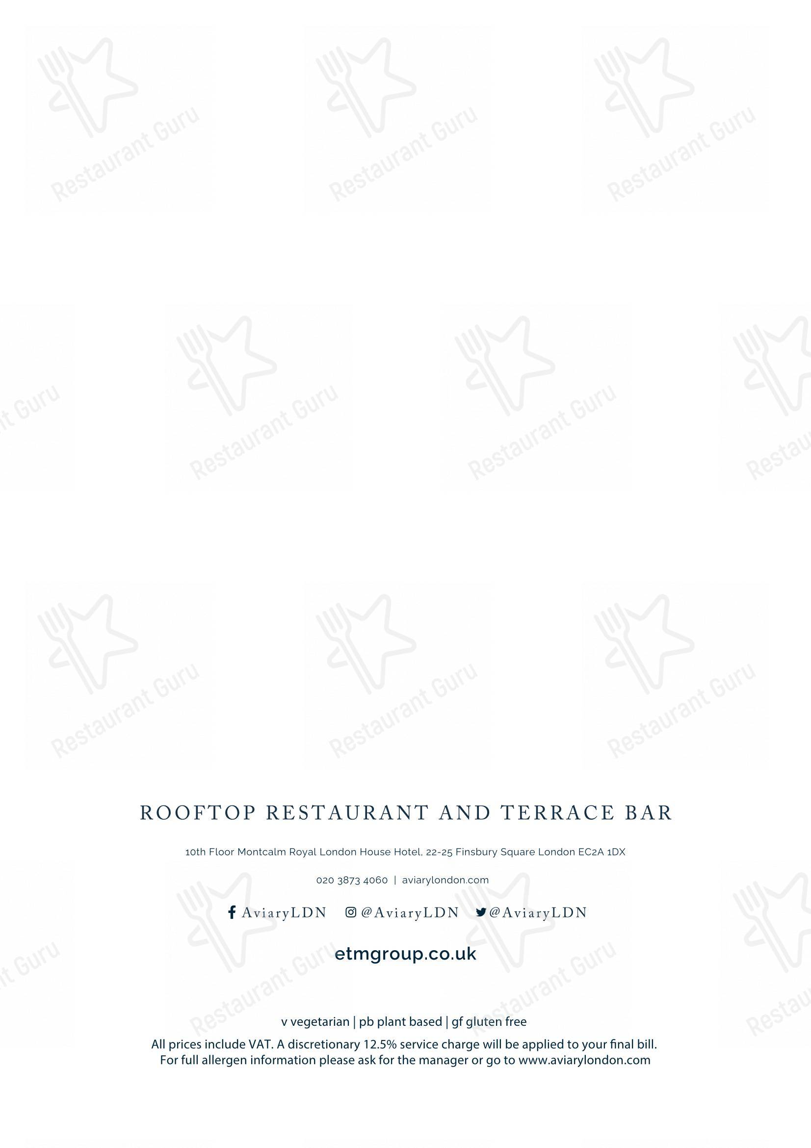Menu at Wagtail pub & bar, London