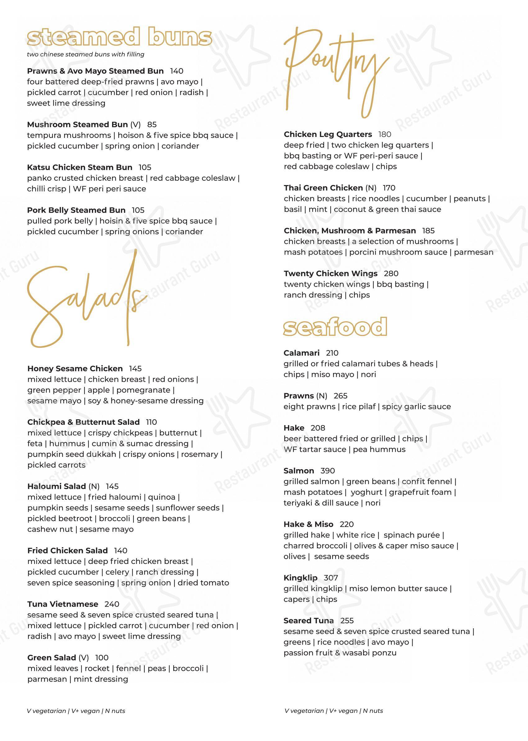 Menu at Wood & Fire restaurant, Pretoria, Veale St