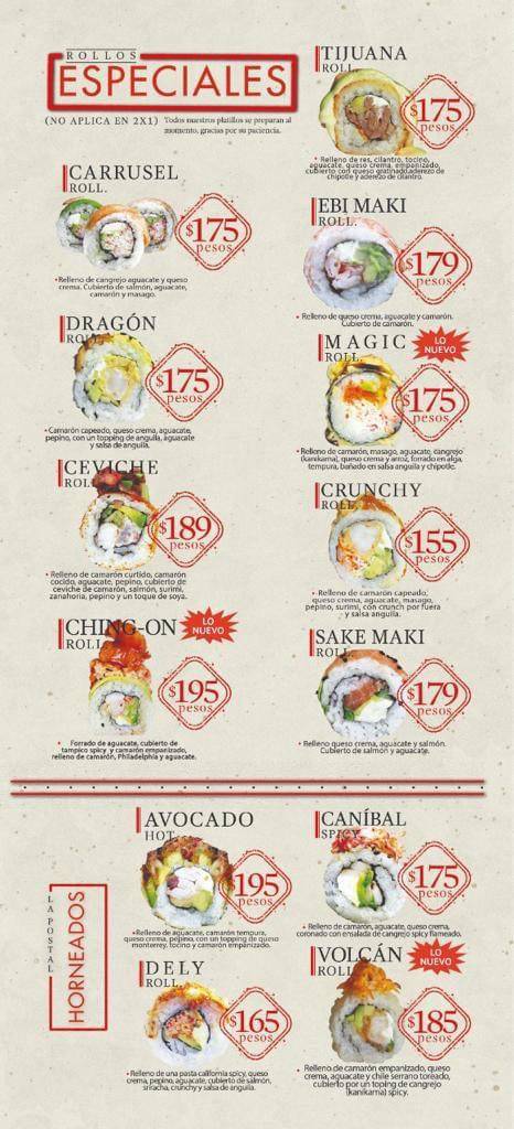Carta del restaurante teriyaki & sushi La postal, Tijuana, Blvd ...