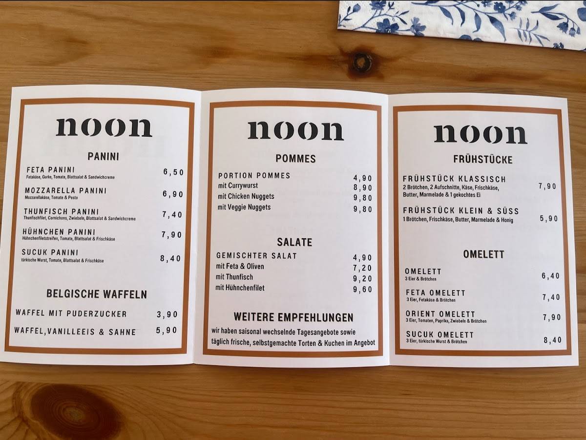 Speisekarte von noon cafe, Kiel