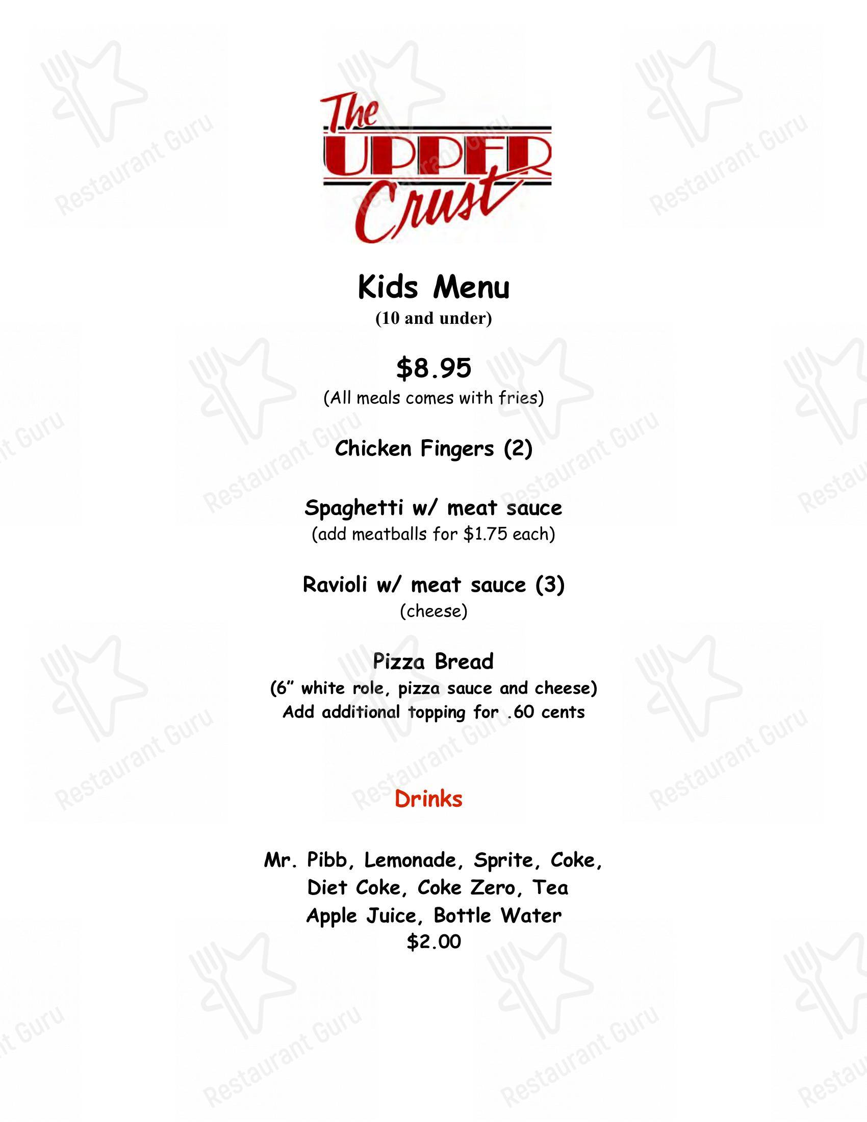 Menu at Upper Crust pizzeria, Hardeeville