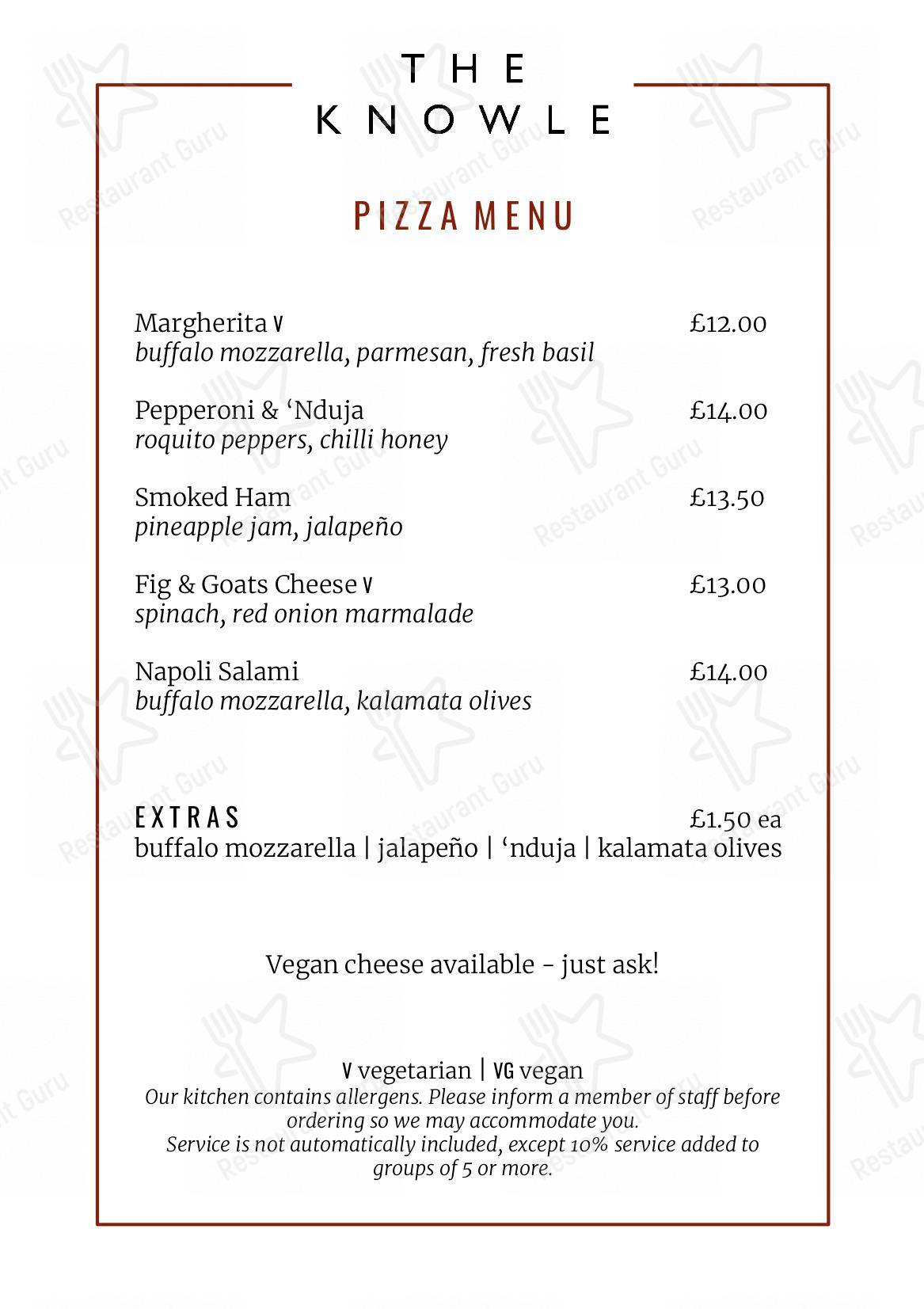 Menu at The Knowle pub & bar, Bristol
