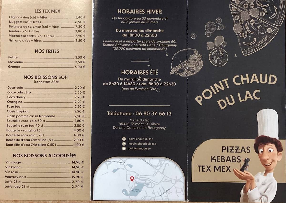Menu au point chaud du lac restaurant, Talmont-Saint-Hilaire