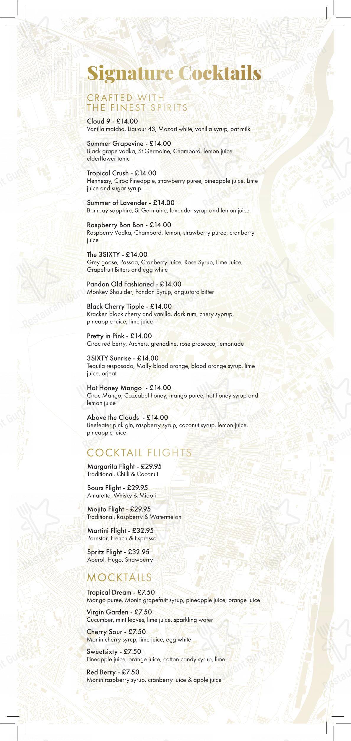 Menu at 3SIXTY Restaurant & Sky Bar, Newcastle upon Tyne