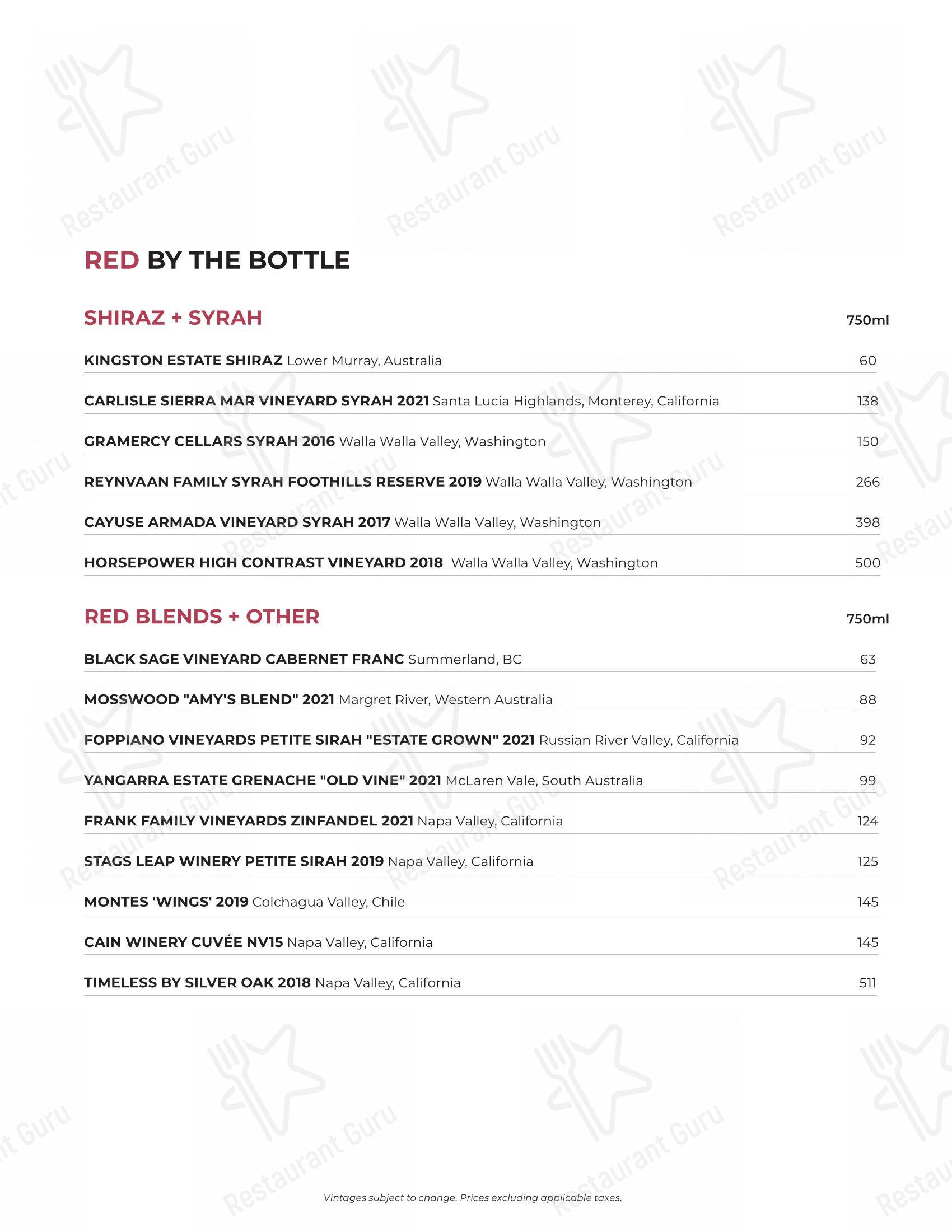 Menu at Atlas Steak + Fish pub & bar, Langley Township