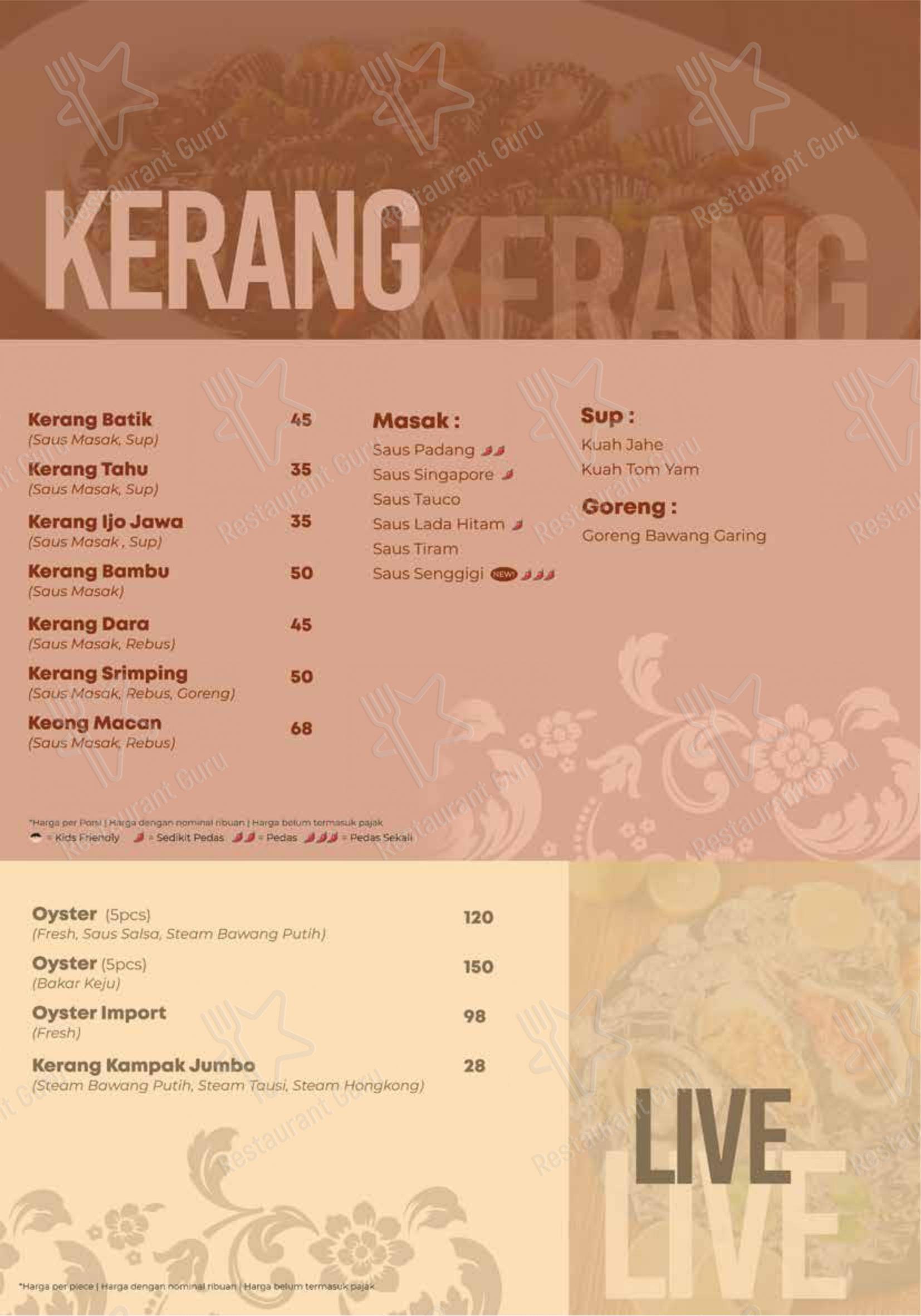 Menu at Bandar Djakarta restaurant, North Jakarta, Jl. Pantai Indah No.7