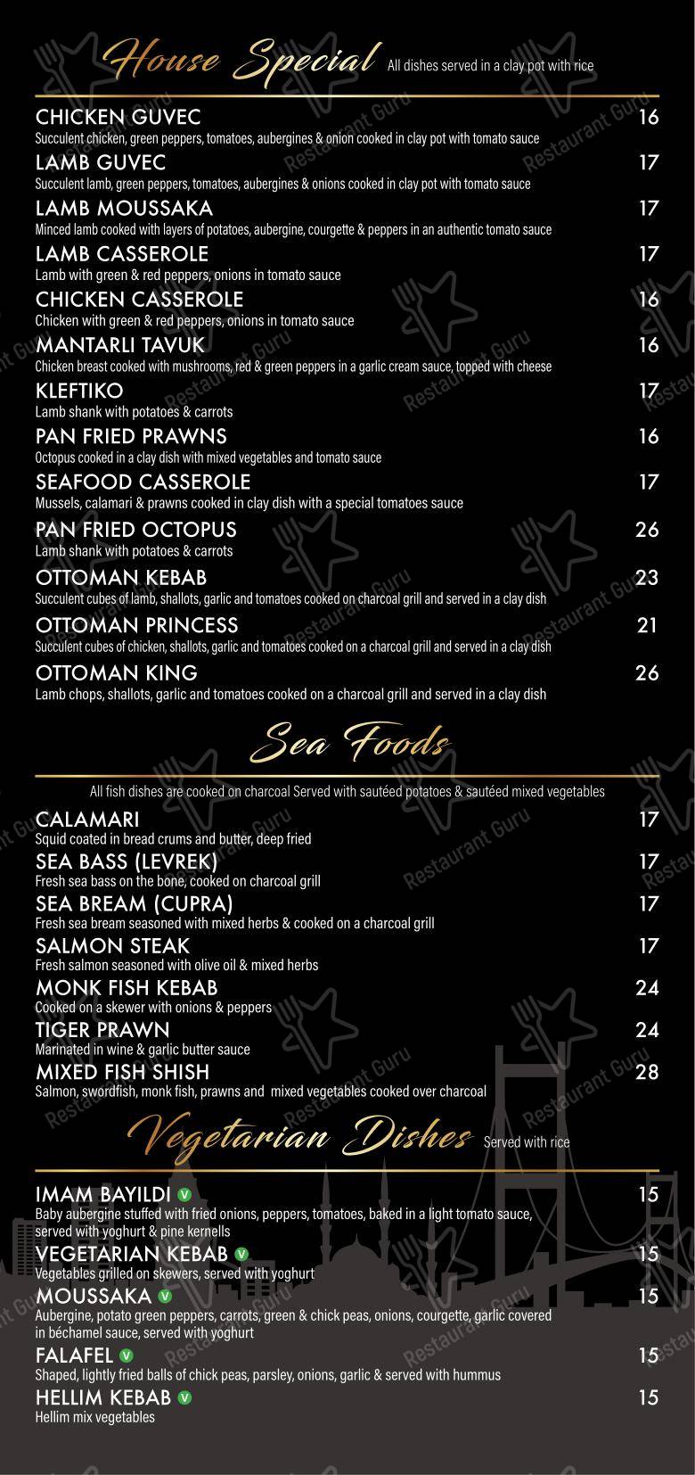 Menu at Bogaz Turkish Restaurant, Rayleigh