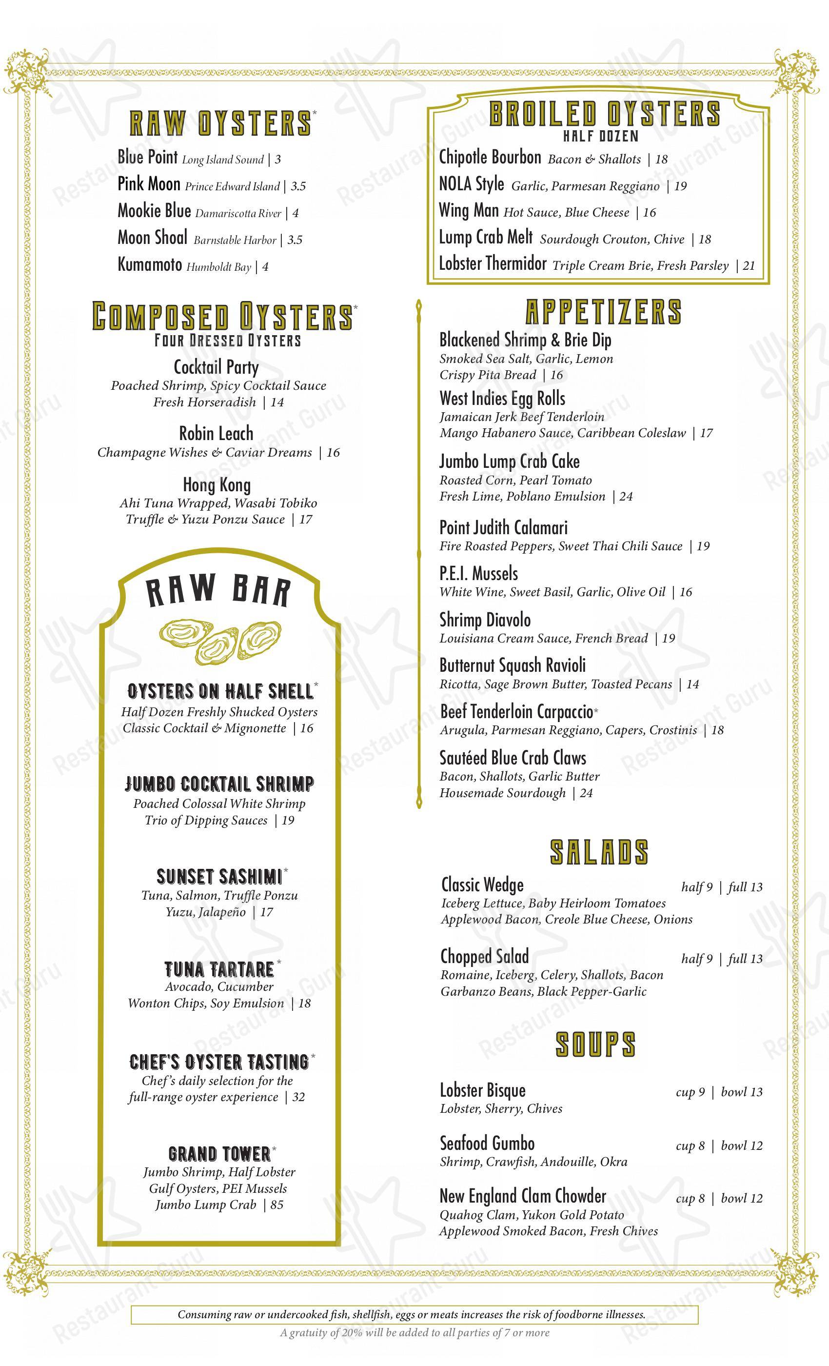 Menu at Coastal Fish Company restaurant, Memphis