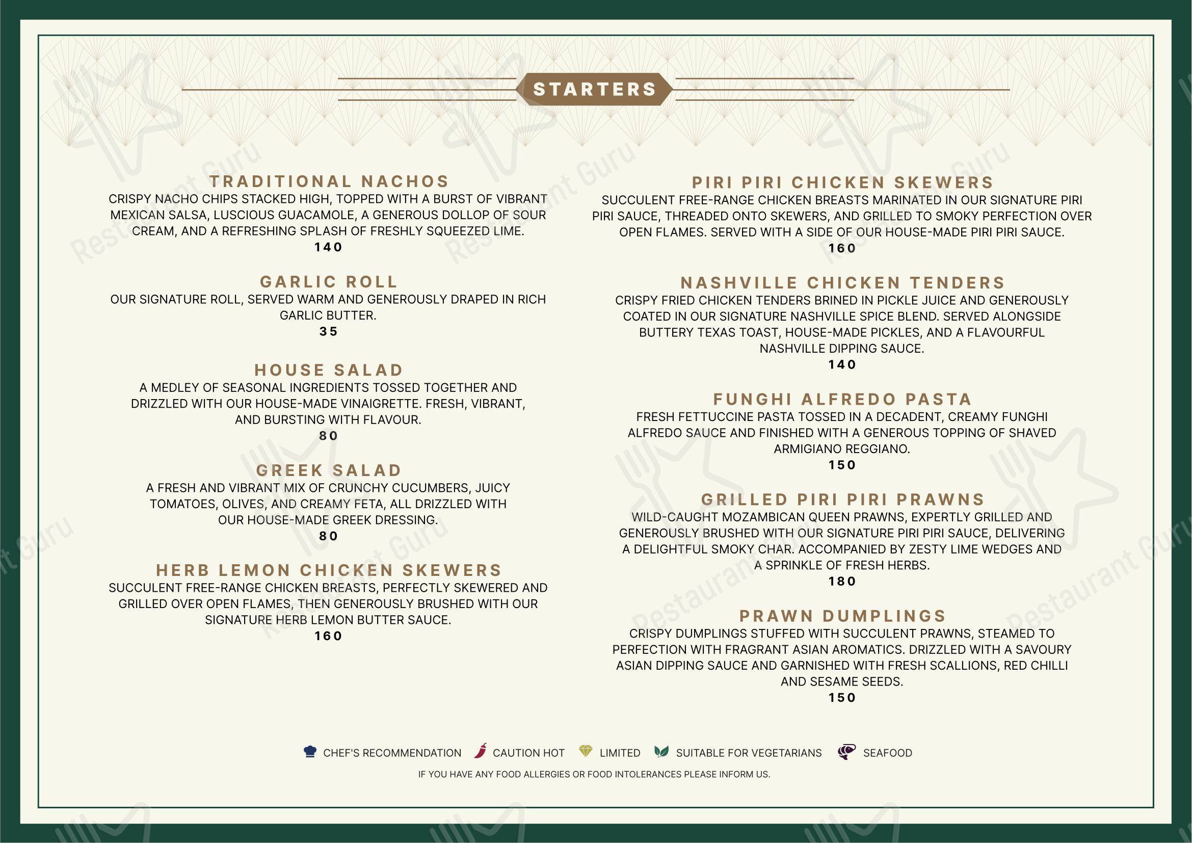 Menu at Conscious Carnivores restaurant, Cape Town