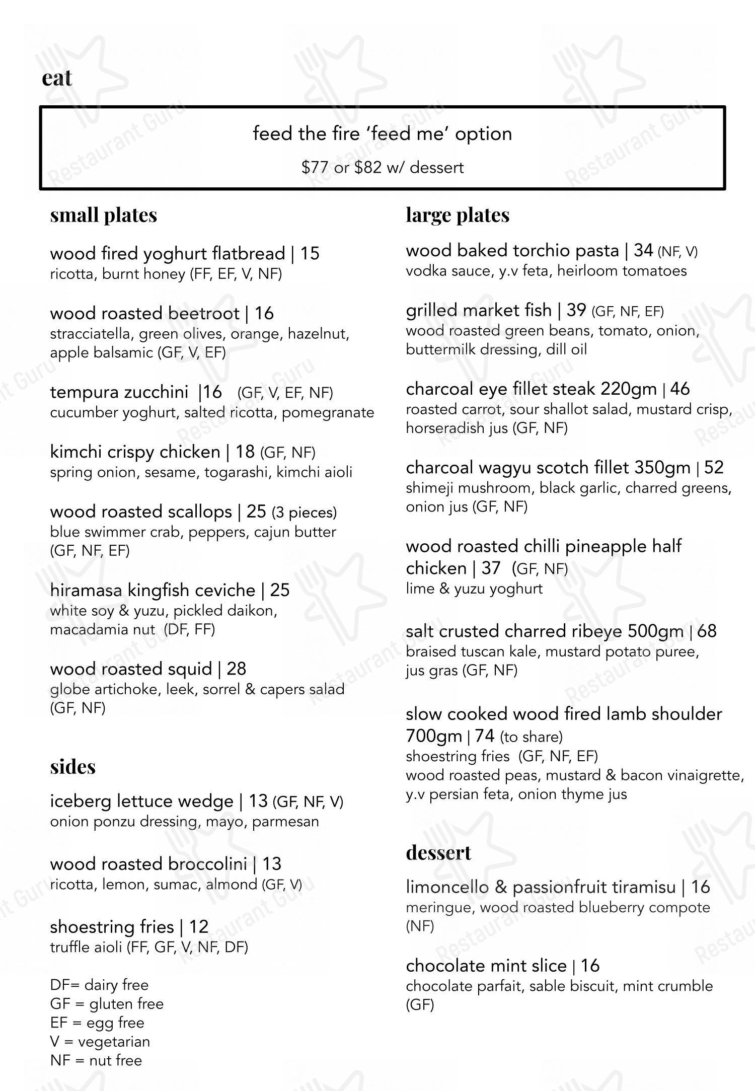 Menu at Ember Social & Dining restaurant, Warrandyte