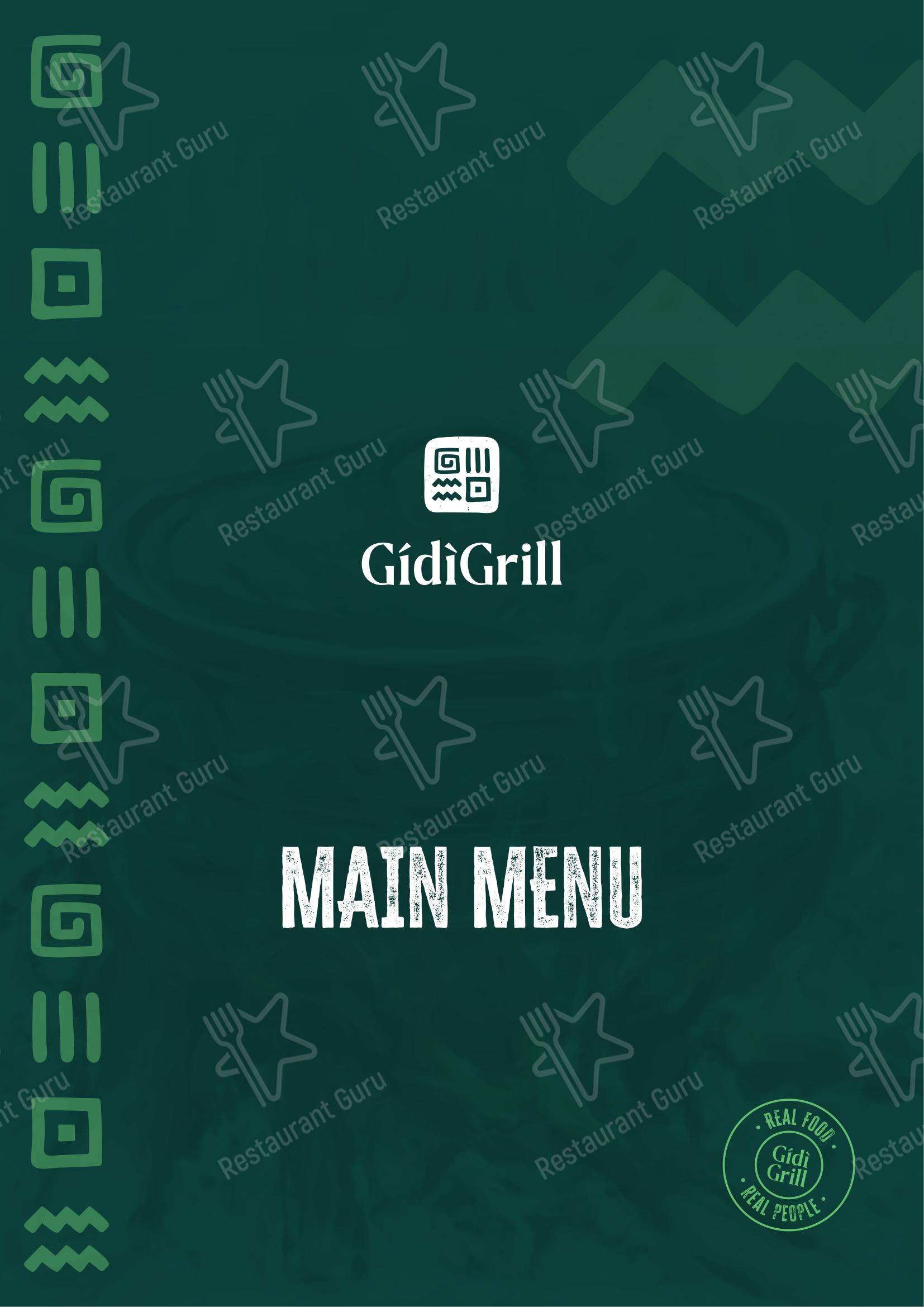 Menu at Gidi Grill, Dundee BBQ, Dundee