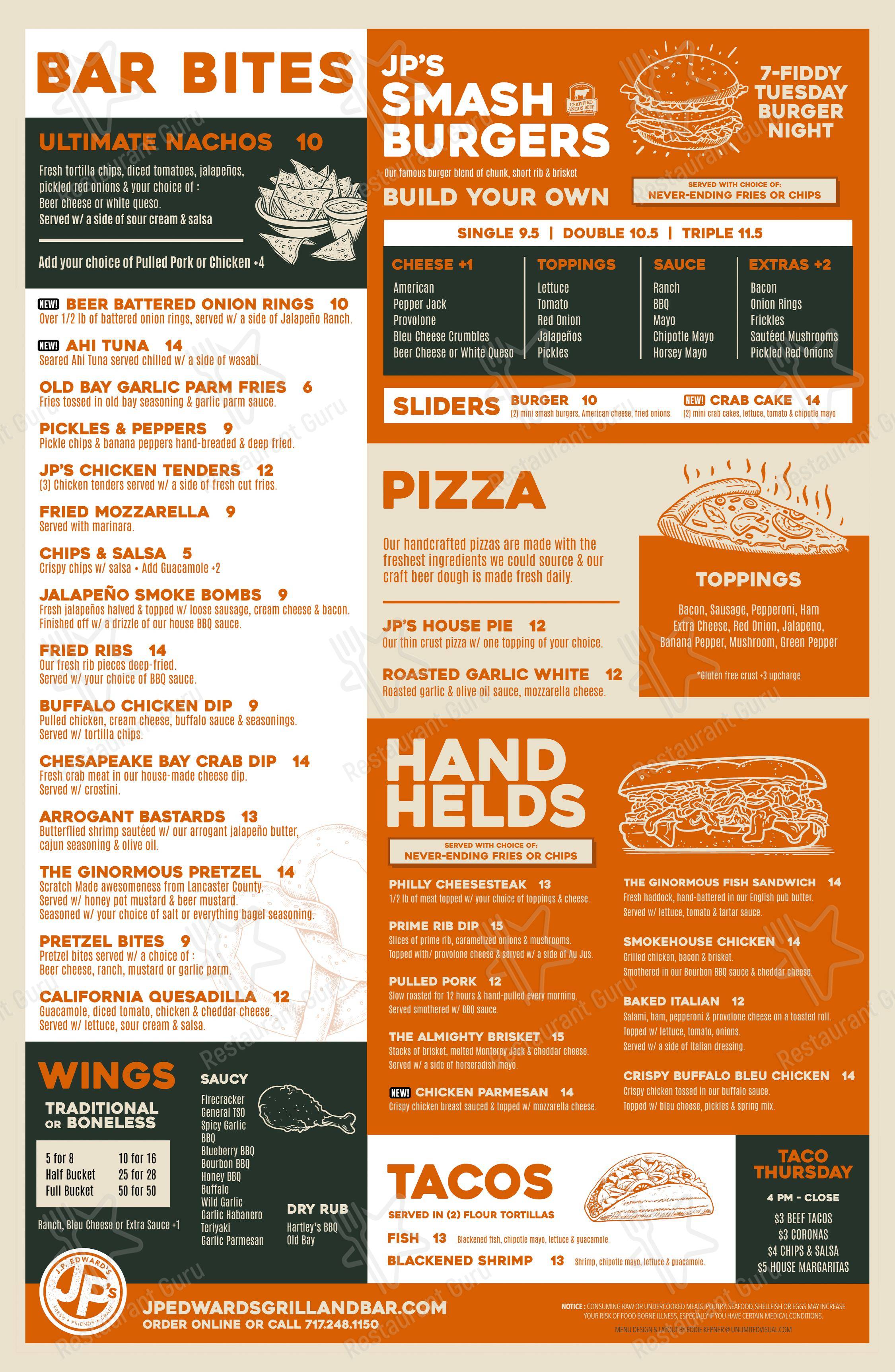 Menu at J P Edwards Grill & Bar, Burnham