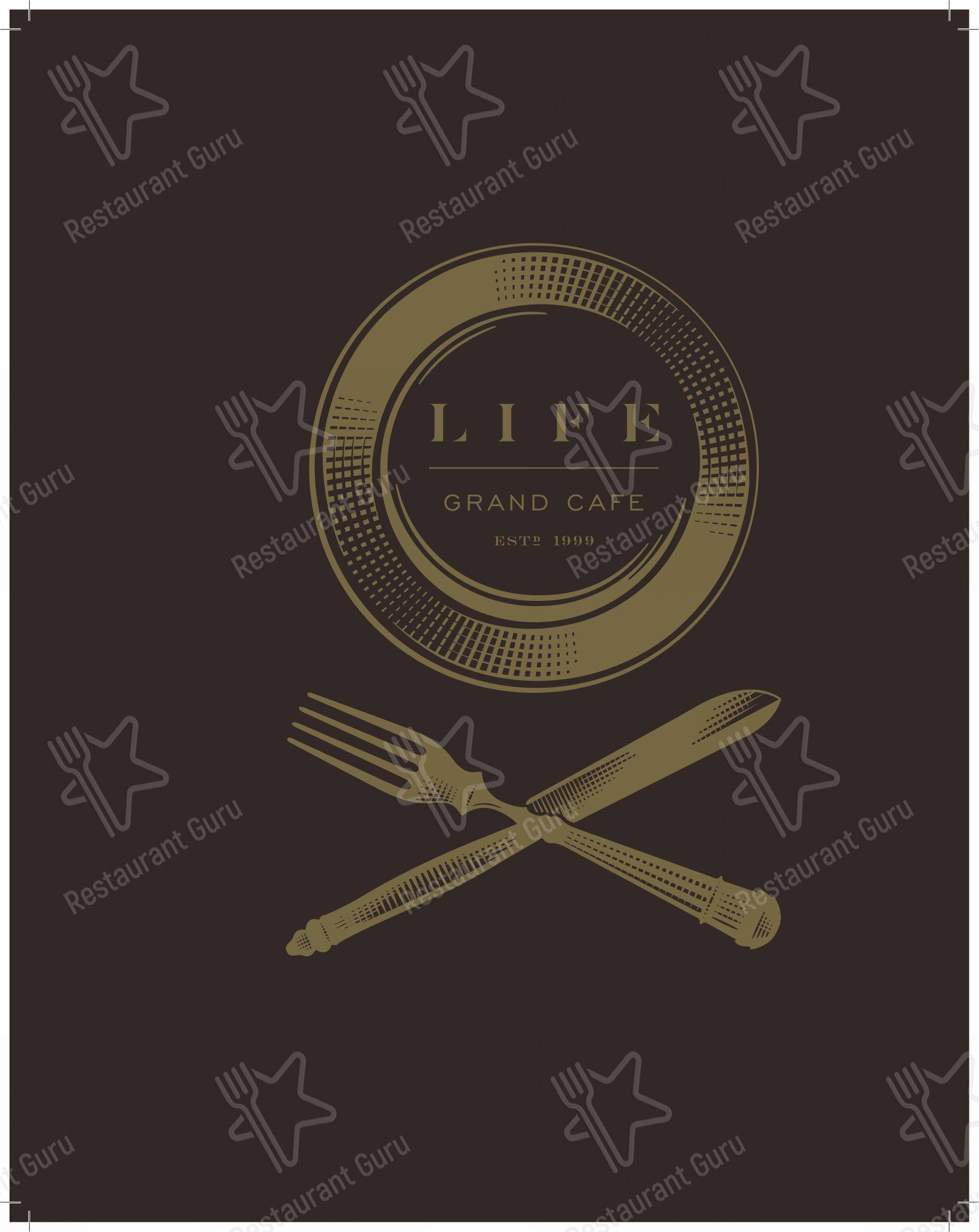 Menu at Life Grand Cafe Waterfront, Cape Town, 2 Pierhead Road