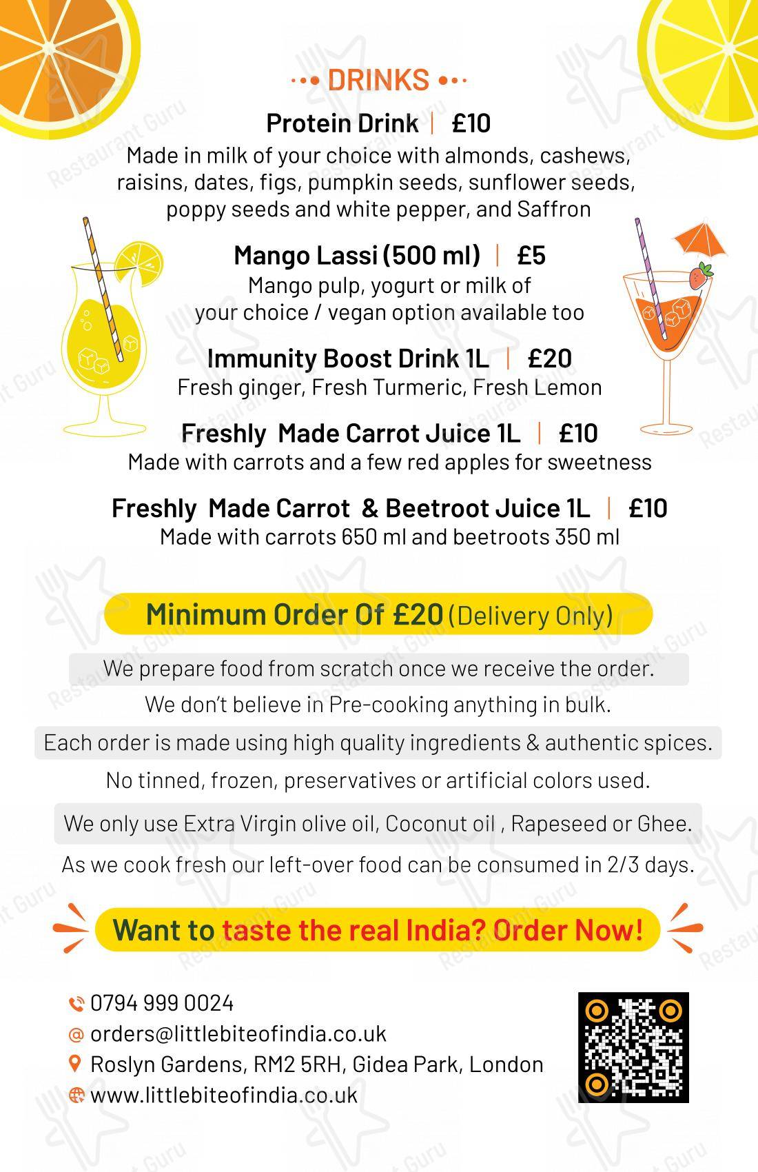 Menu at Little Bite of India, Romford