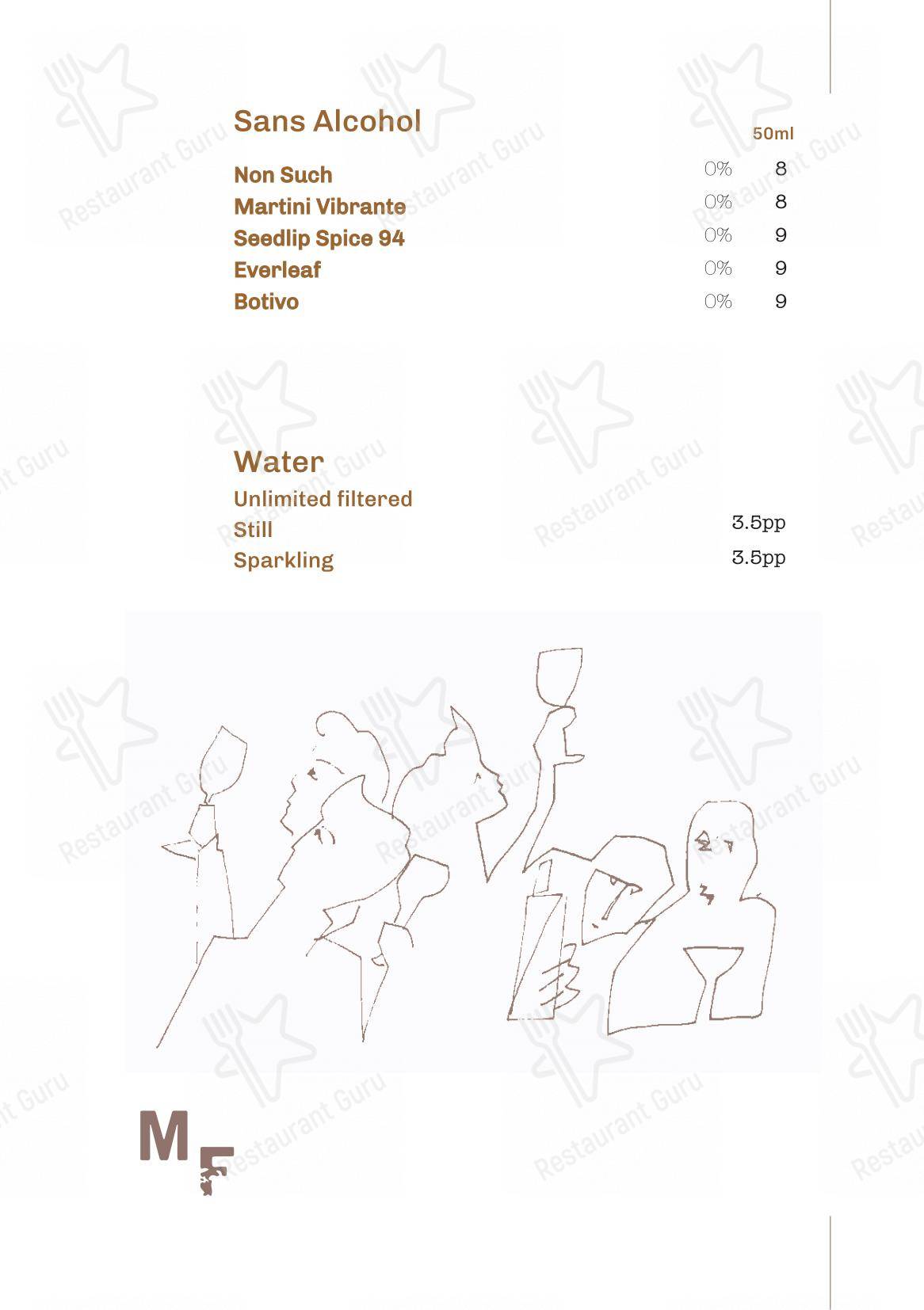 Menu at Maison François restaurant, London