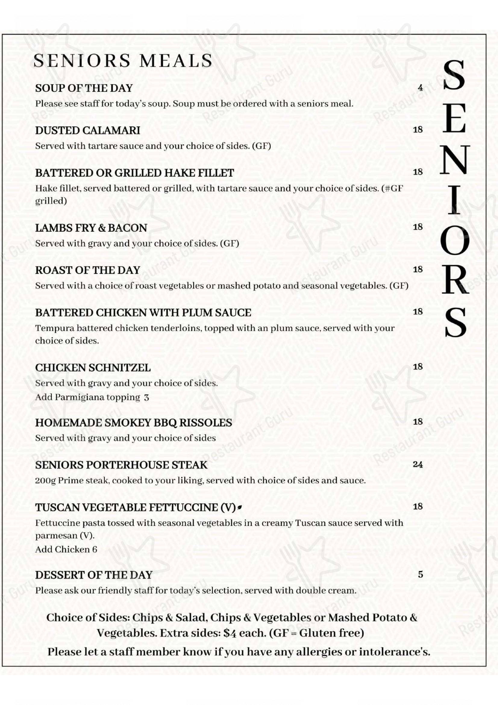 Menu at Montmorency RSL restaurant, Montmorency