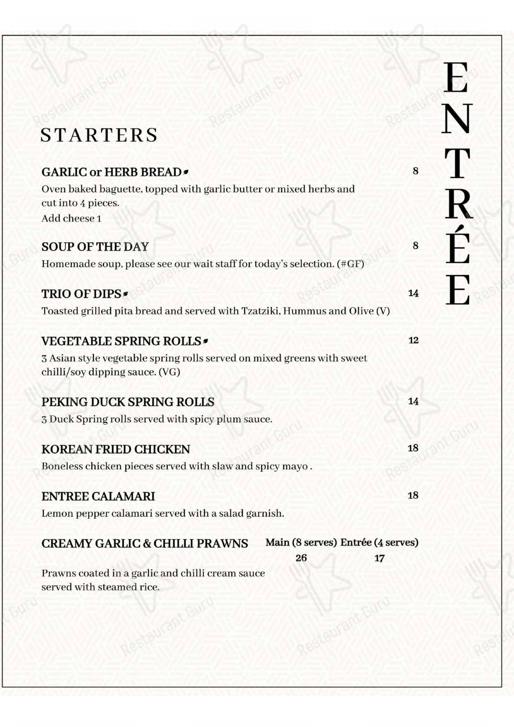 Menu at Montmorency RSL restaurant, Montmorency