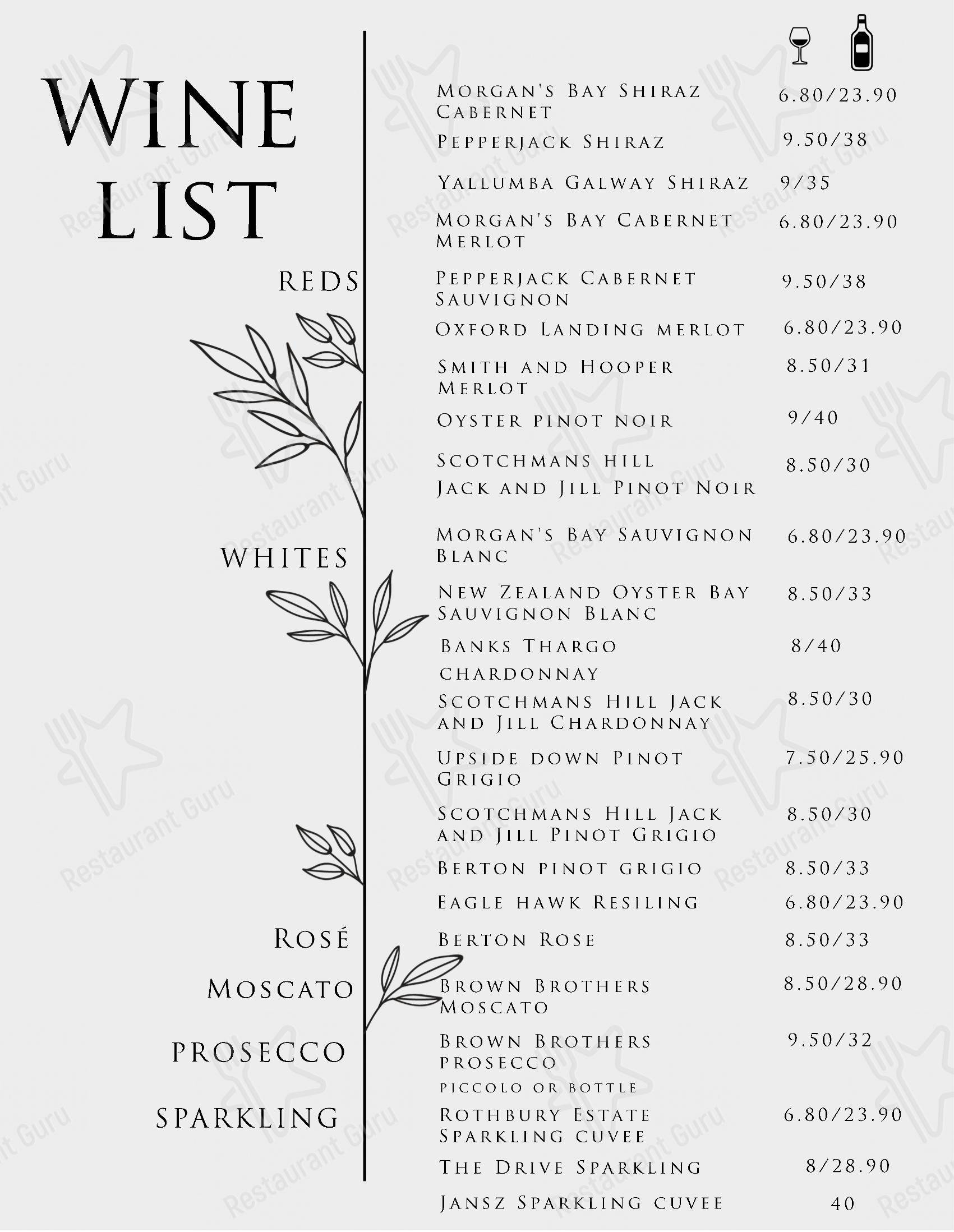 Menu at Montmorency RSL restaurant, Montmorency