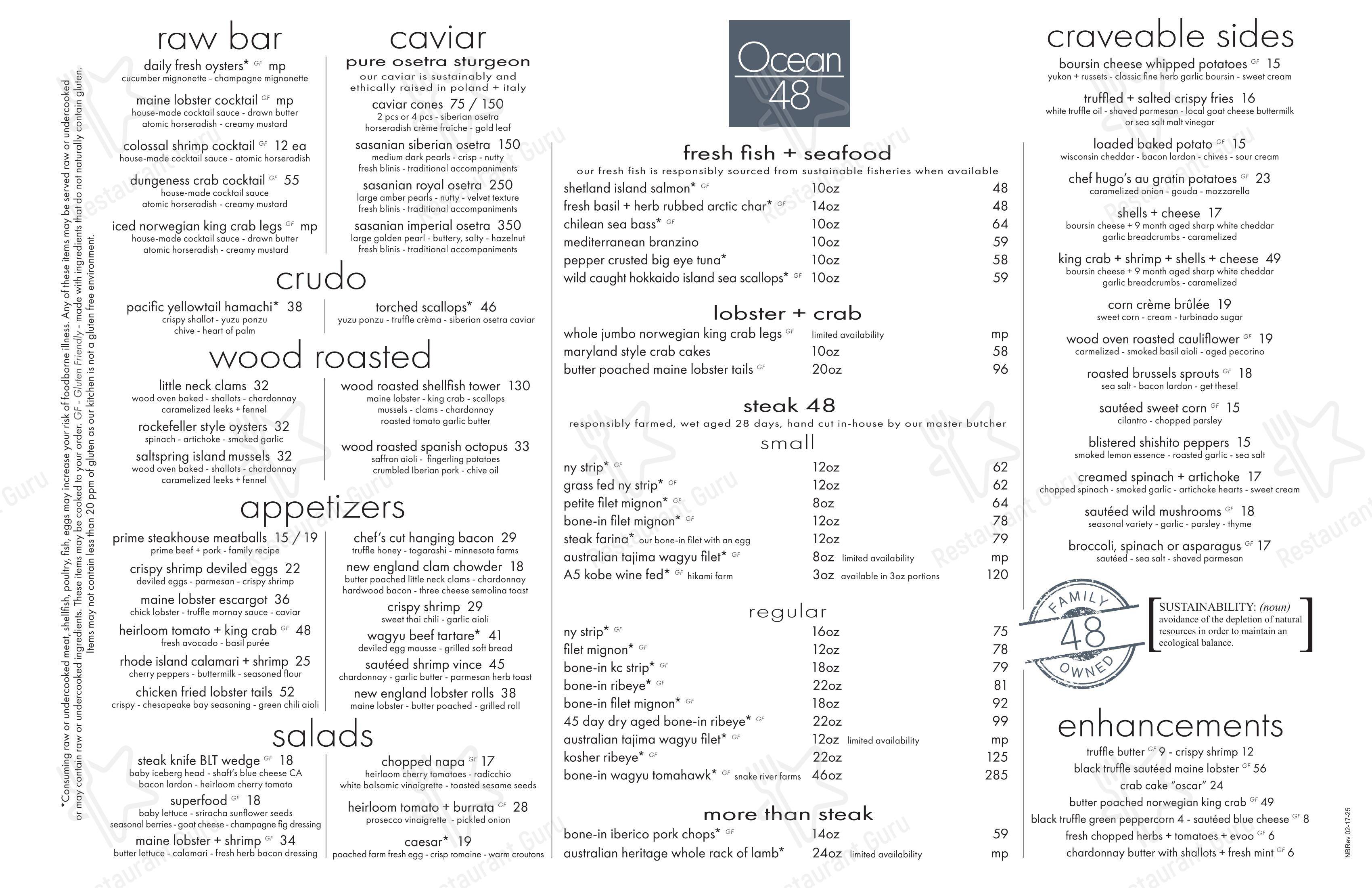 Menu at Ocean 48 pub & bar, Newport Beach