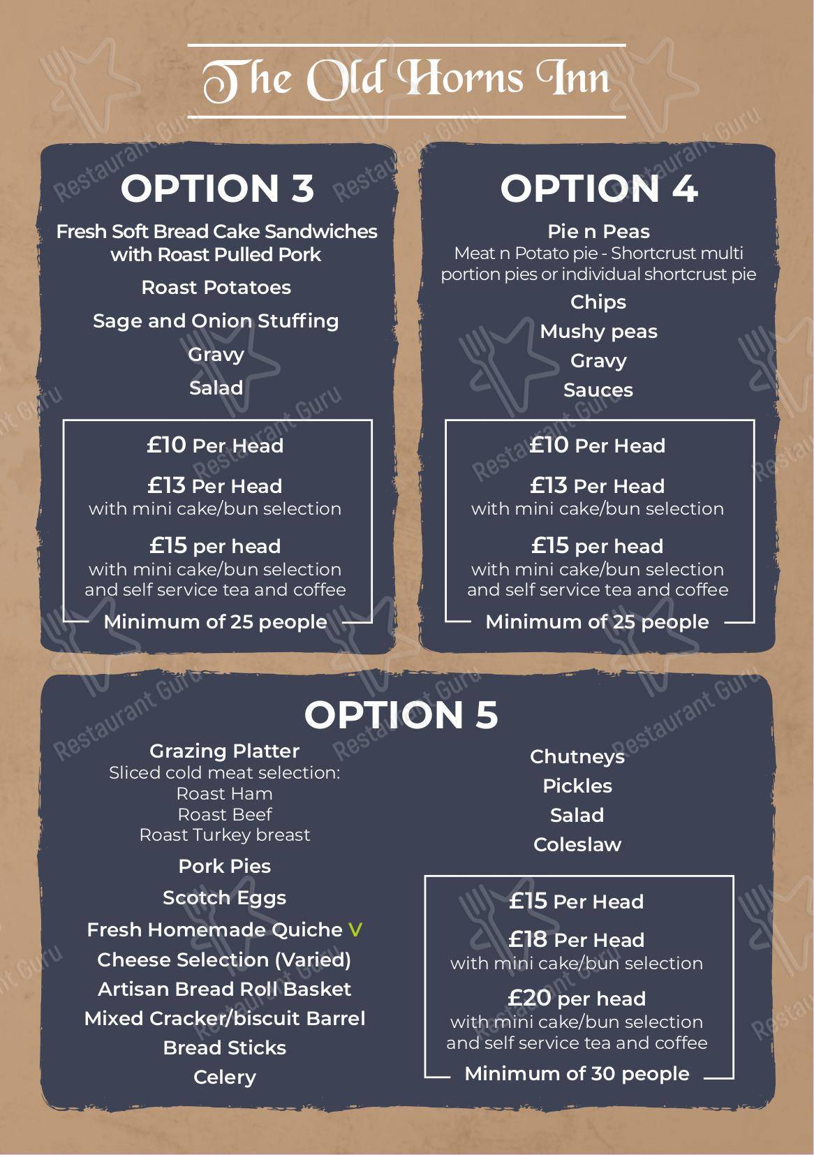 Menu at Old Horns Inn pub & bar, Sheffield