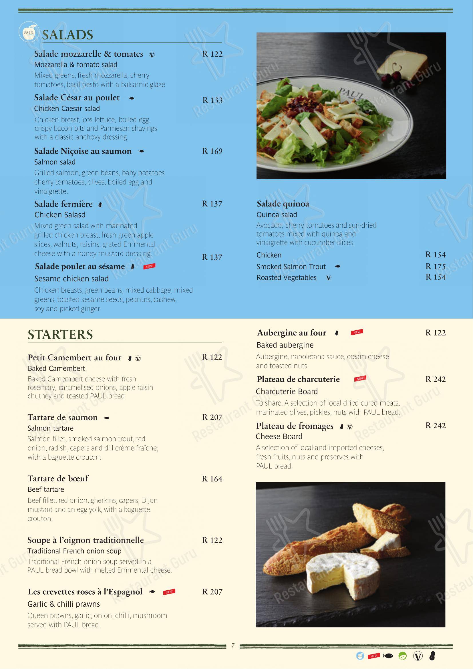Menu at PAUL BBQ, Johannesburg, Melrose Arch Corner High Street