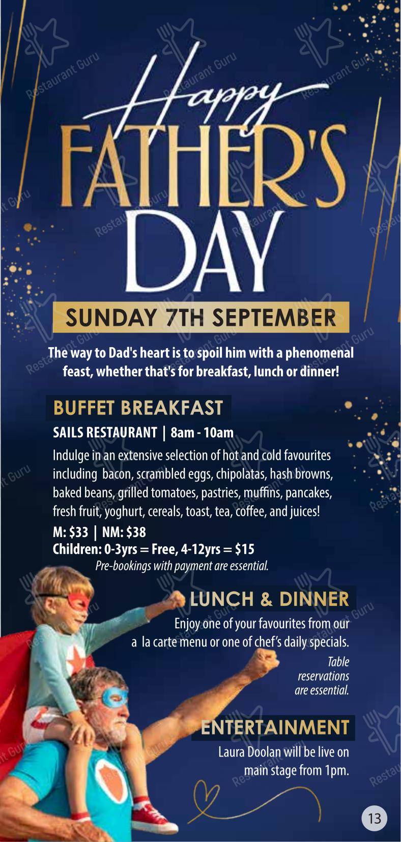 Menu at Redlands RSL club, Cleveland