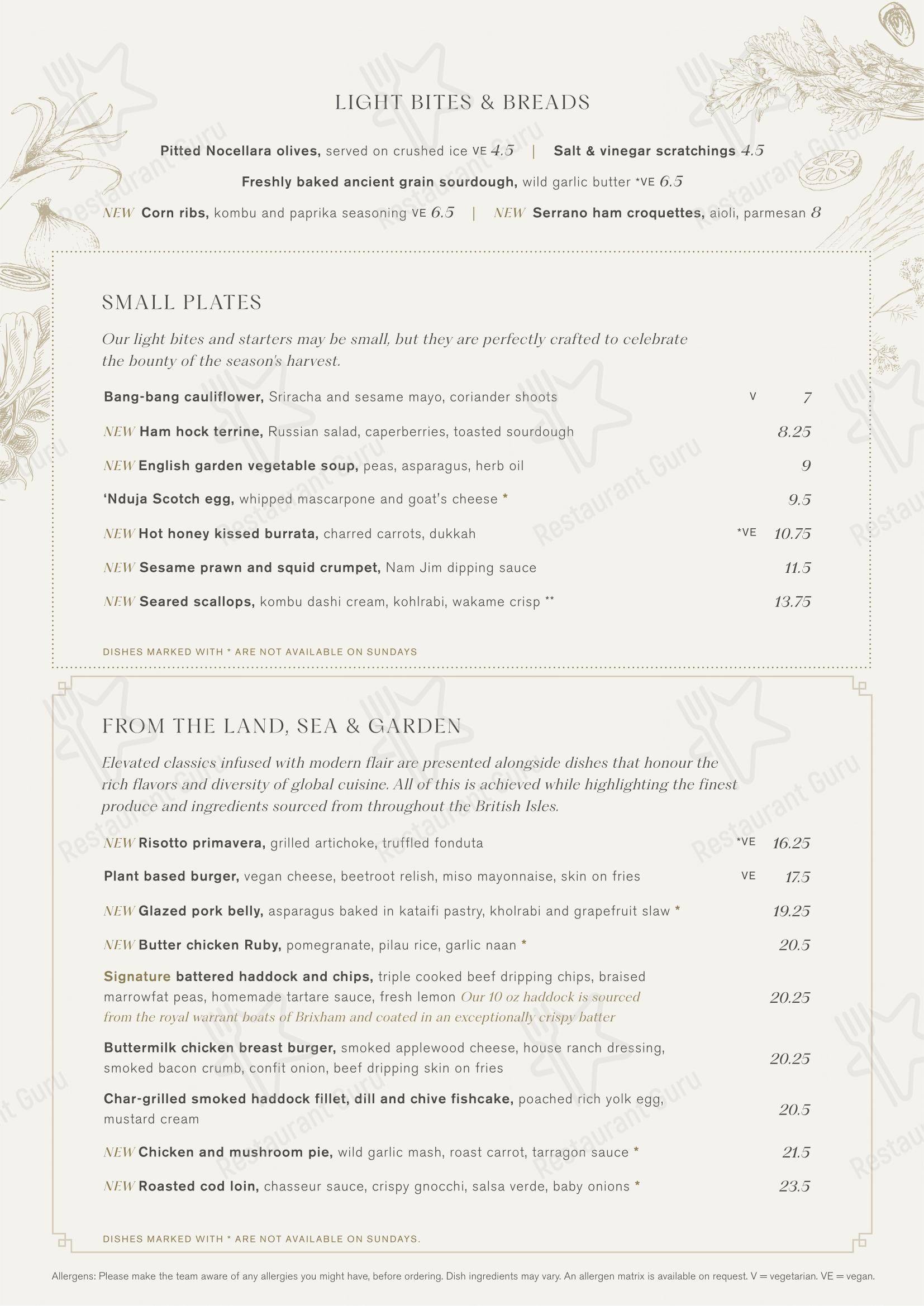 Menu at The Crown at Ampney Brook restaurant, Ampney Crucis