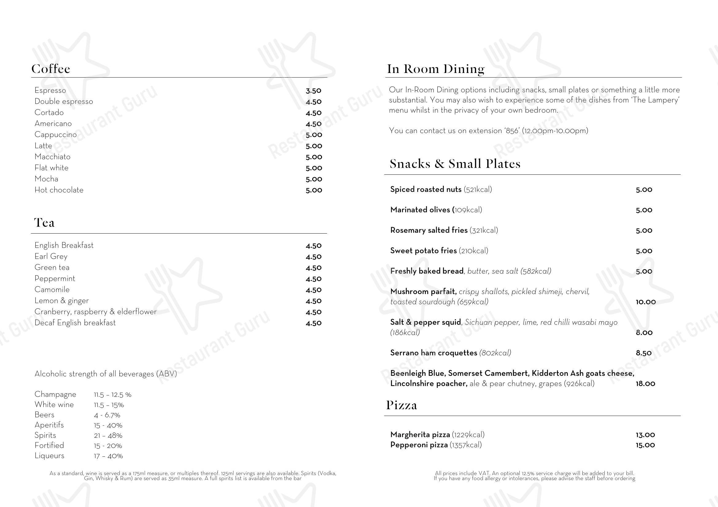 Menu at The Lampery pub & bar, London, 1 Seething Ln