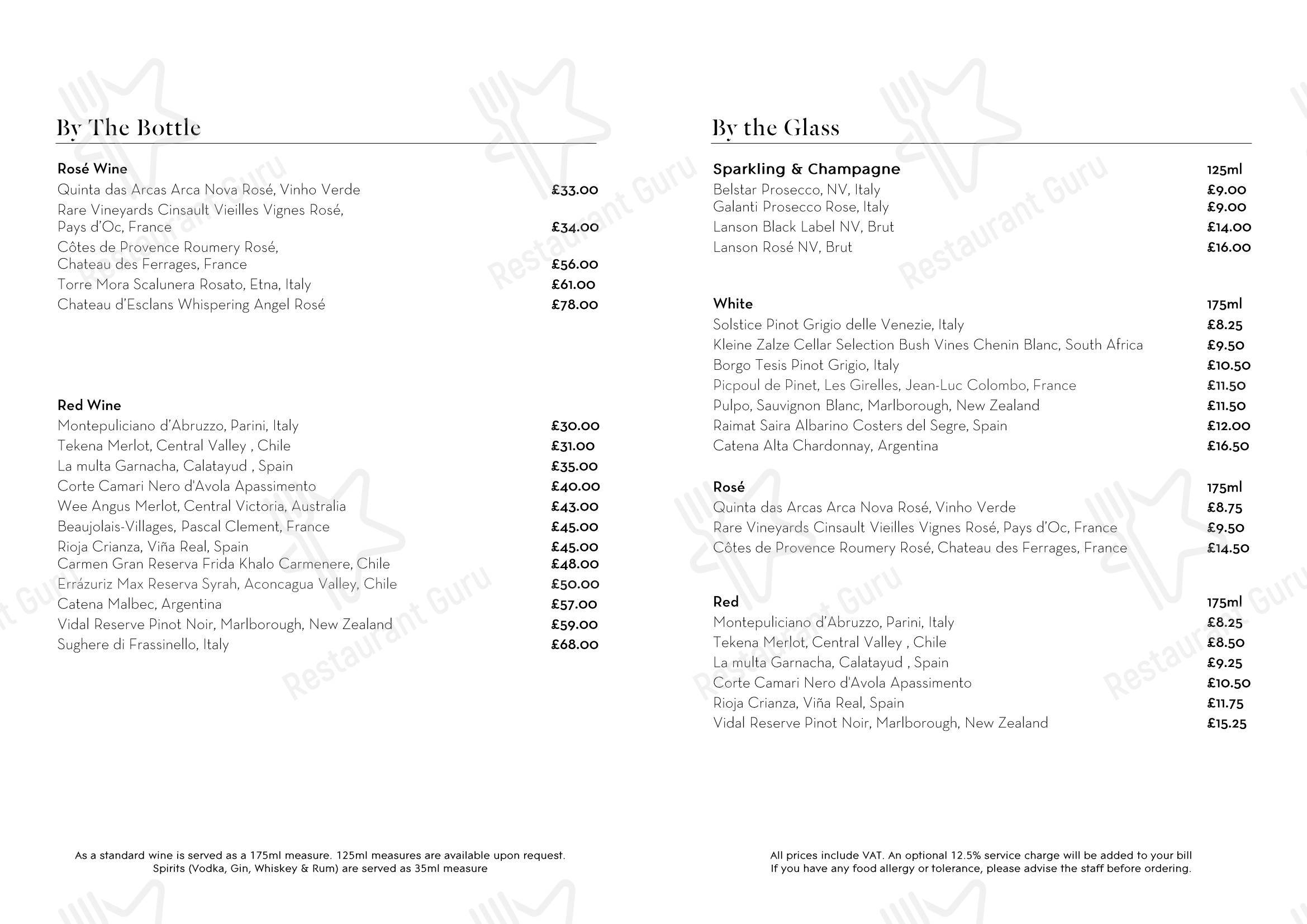 Menu at The Lampery pub & bar, London, 1 Seething Ln
