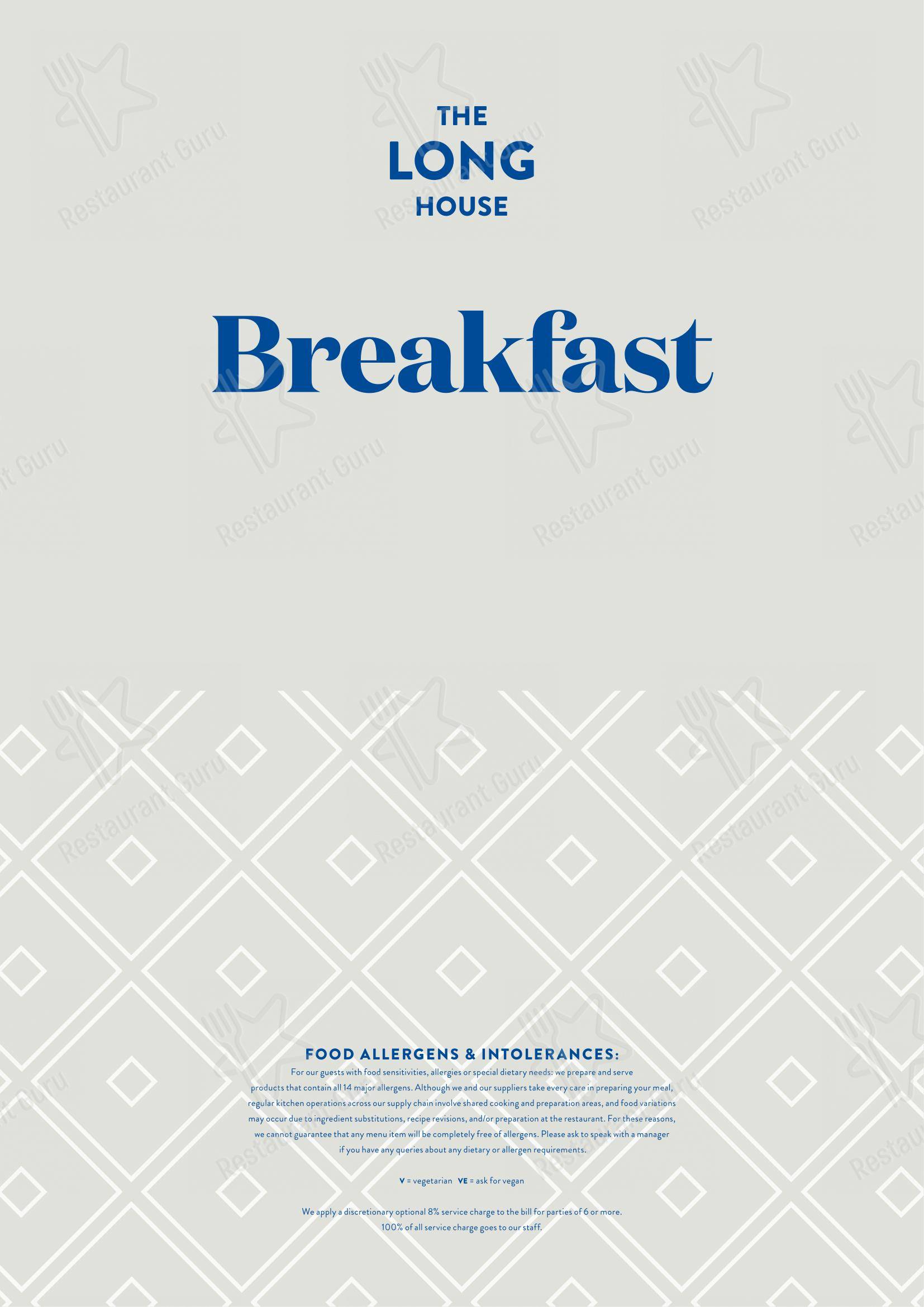 Menu at The Long House restaurant, Kilmarnock, 130 Titchfield St
