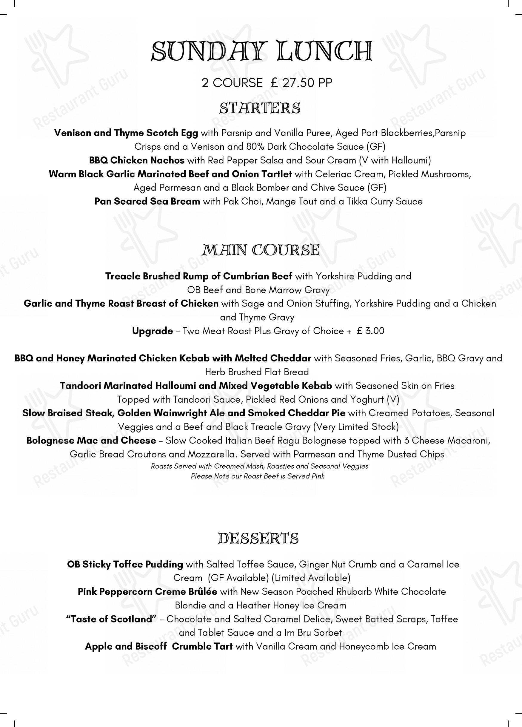 Menu at The Old Bank pub & bar, Carlisle
