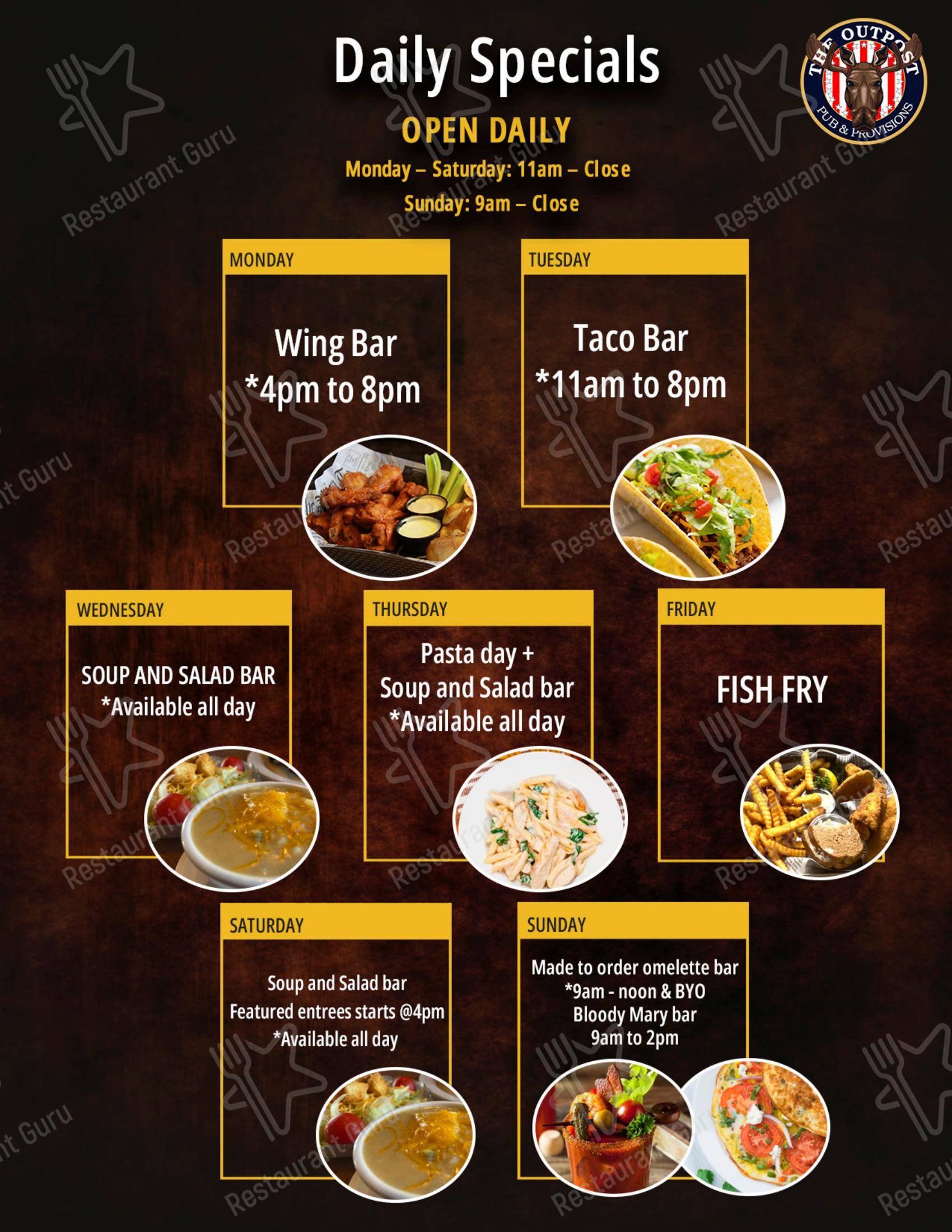 Menu at The Outpost pub & bar, Sherwood