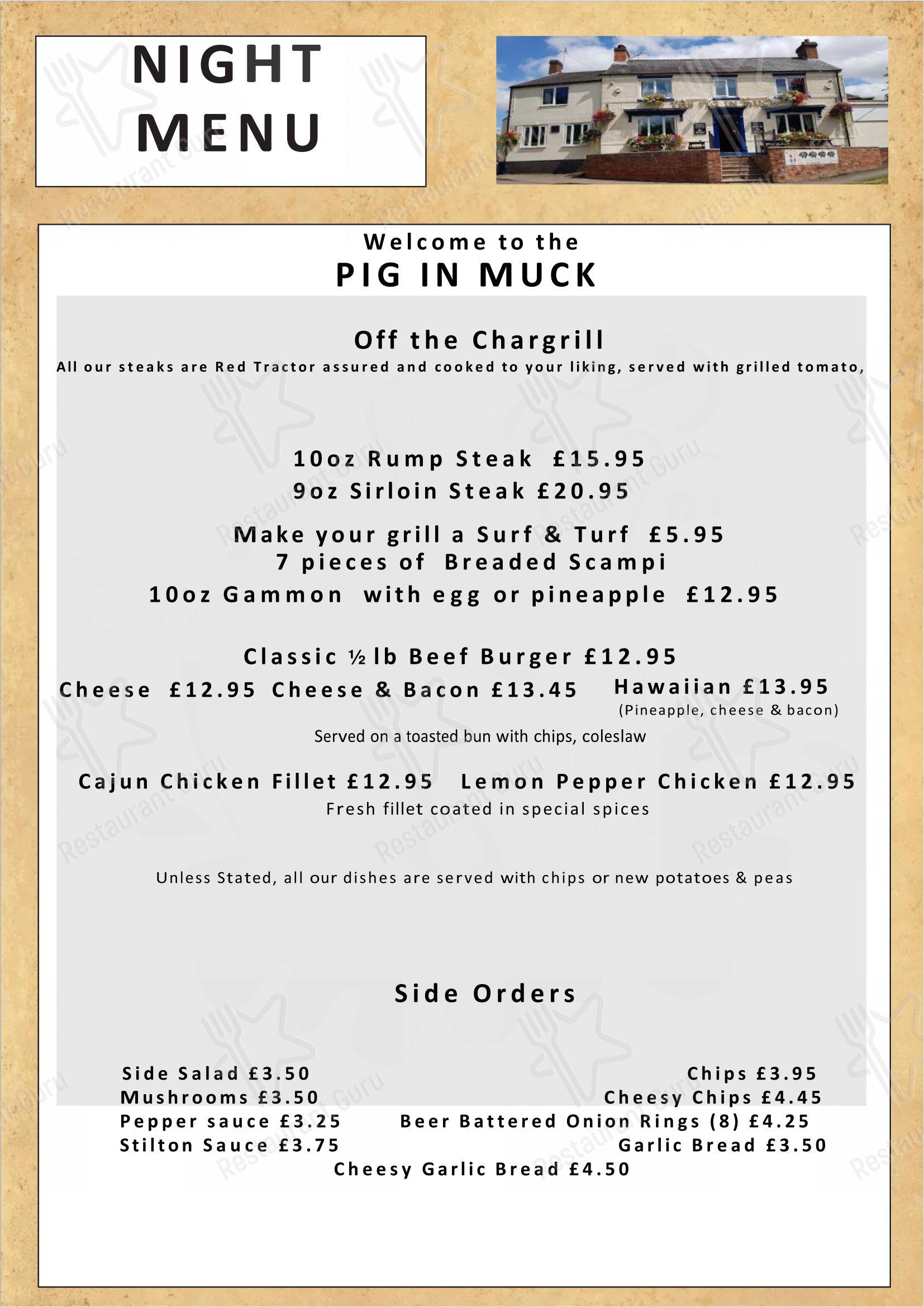 Menu at The Pig In Muck pub & bar, Ullesthorpe